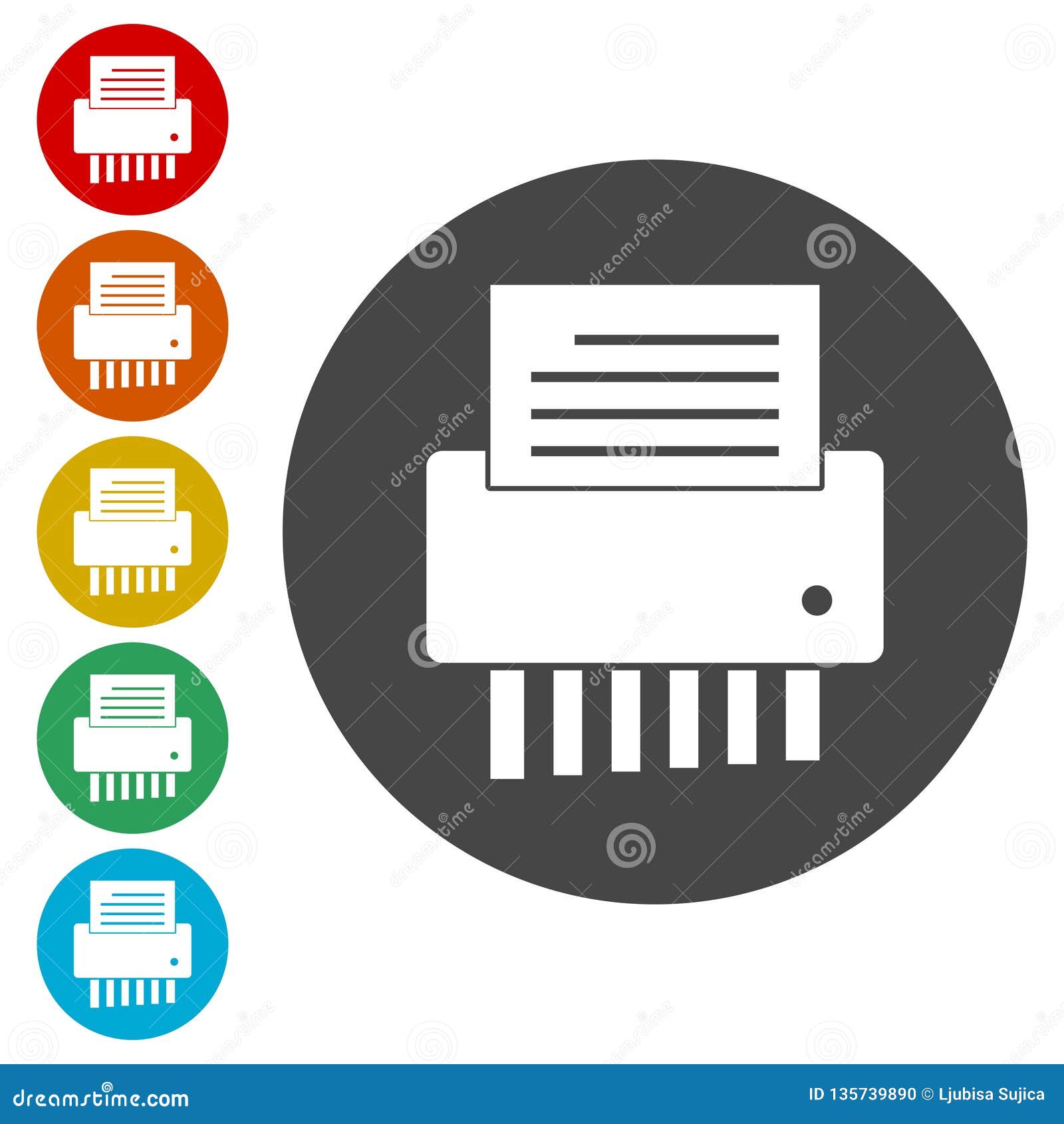 Shredder Shredding a Document Icons Set Stock Vector - Illustration of ...