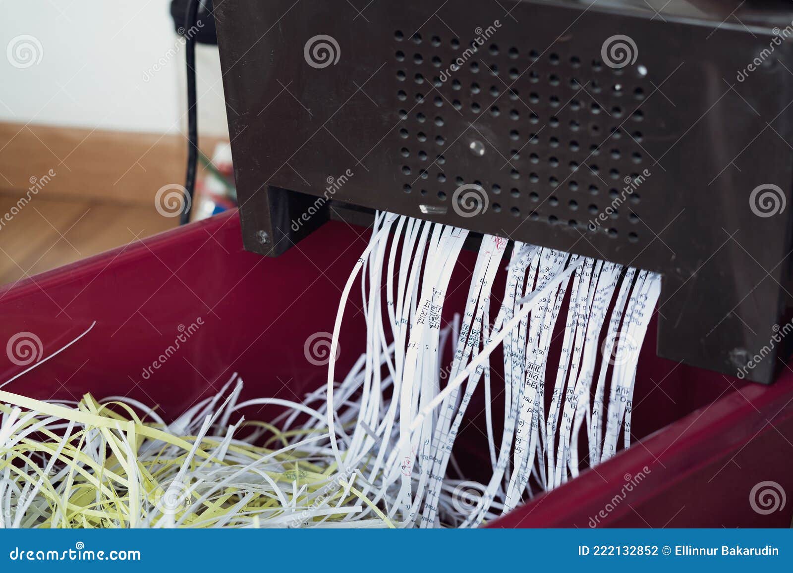 Shredding Paper Coming Out from the Machine. Top View Stock Photo ...