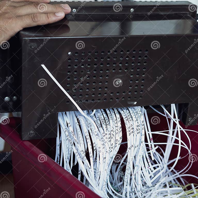 Shredding Paper Coming Out from the Machine. Top View Stock Image ...