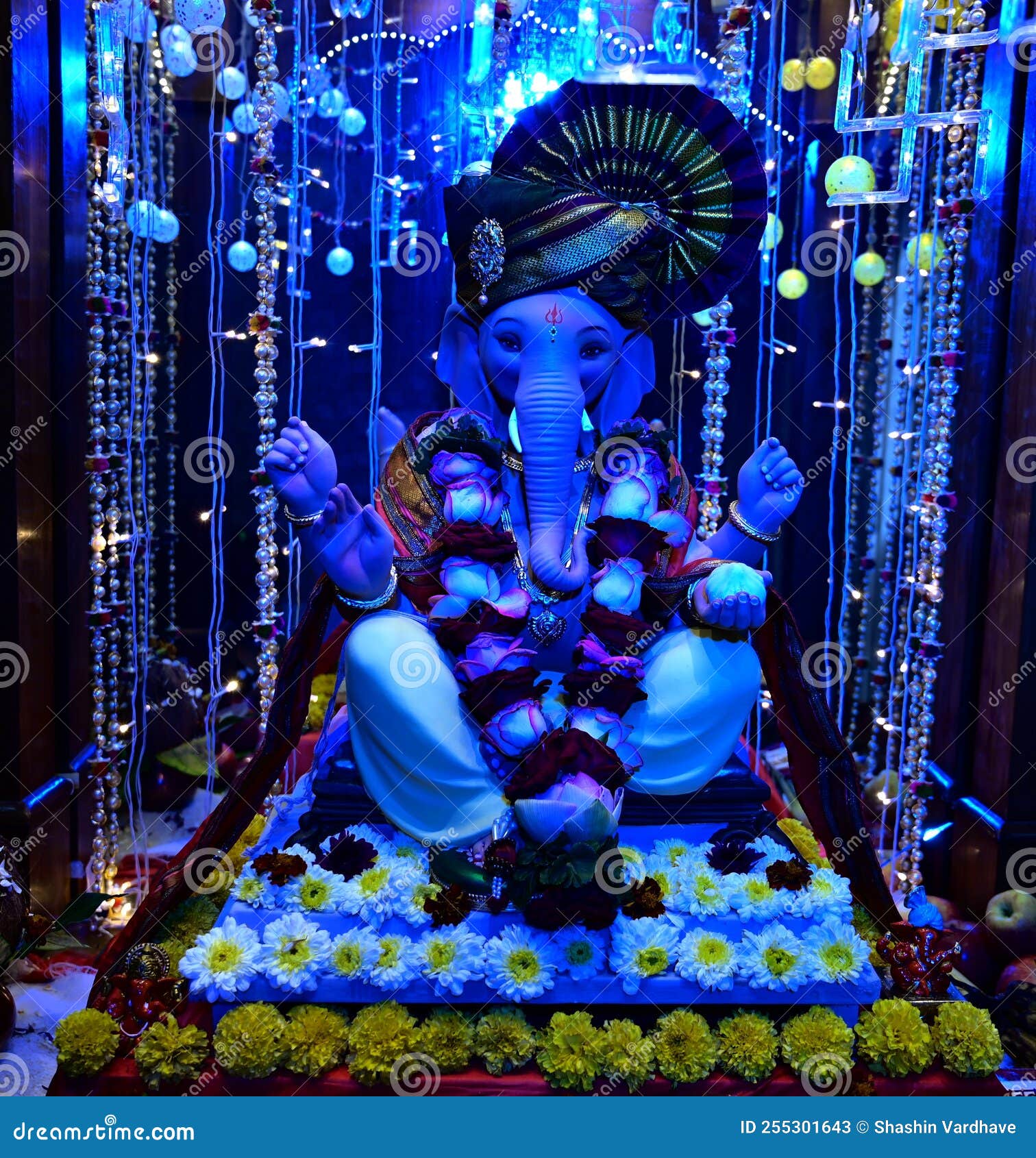 Shree Ganesh with Blue Shade Stock Image - Image of lighting, purple ...