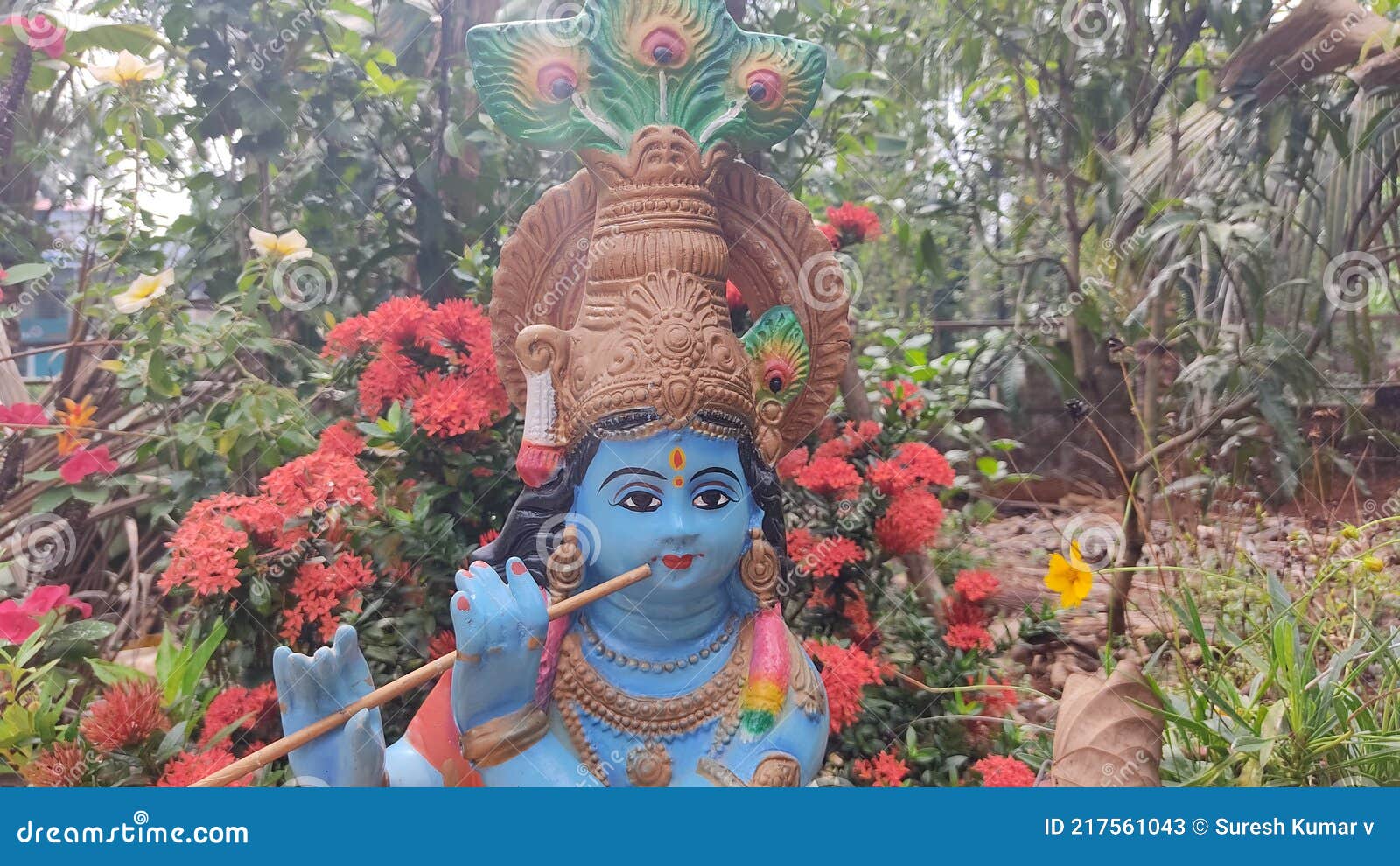 Shree krishna statue stock image. Image of statue, carving - 217561043