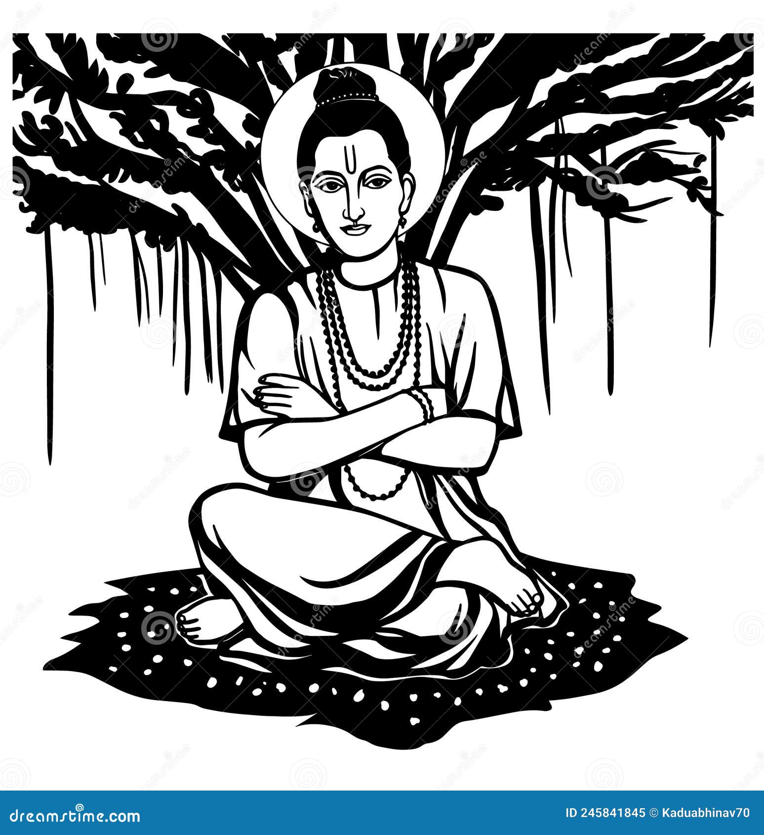 Shri Dutta Sitting Under a Tree Stock Vector - Illustration of ...