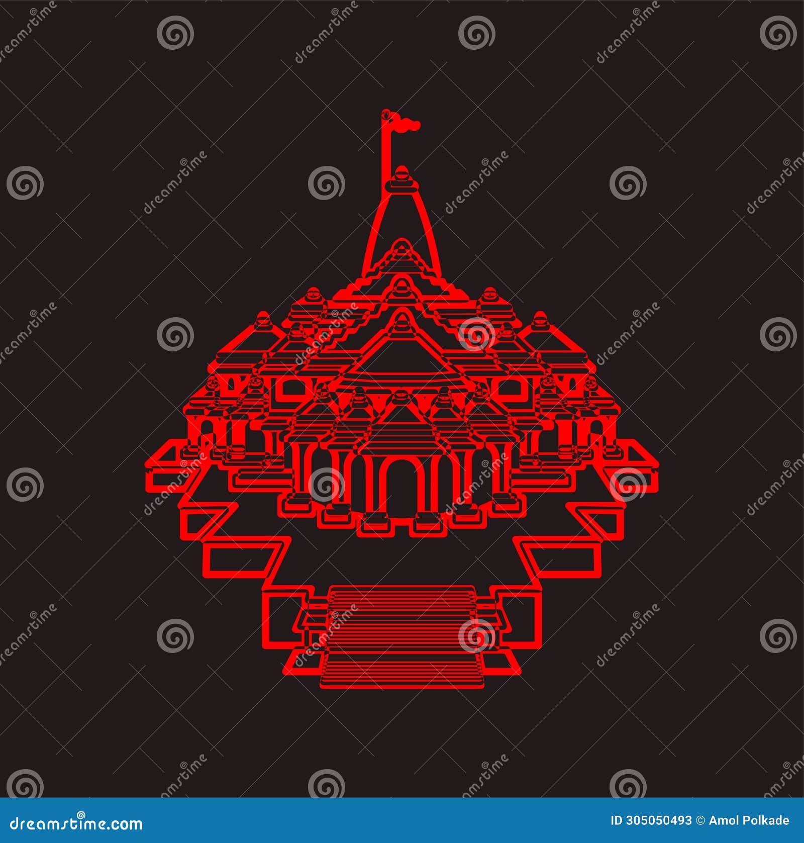 Shri Ram Mandir Vector Icon Stock Vector - Illustration of vector ...