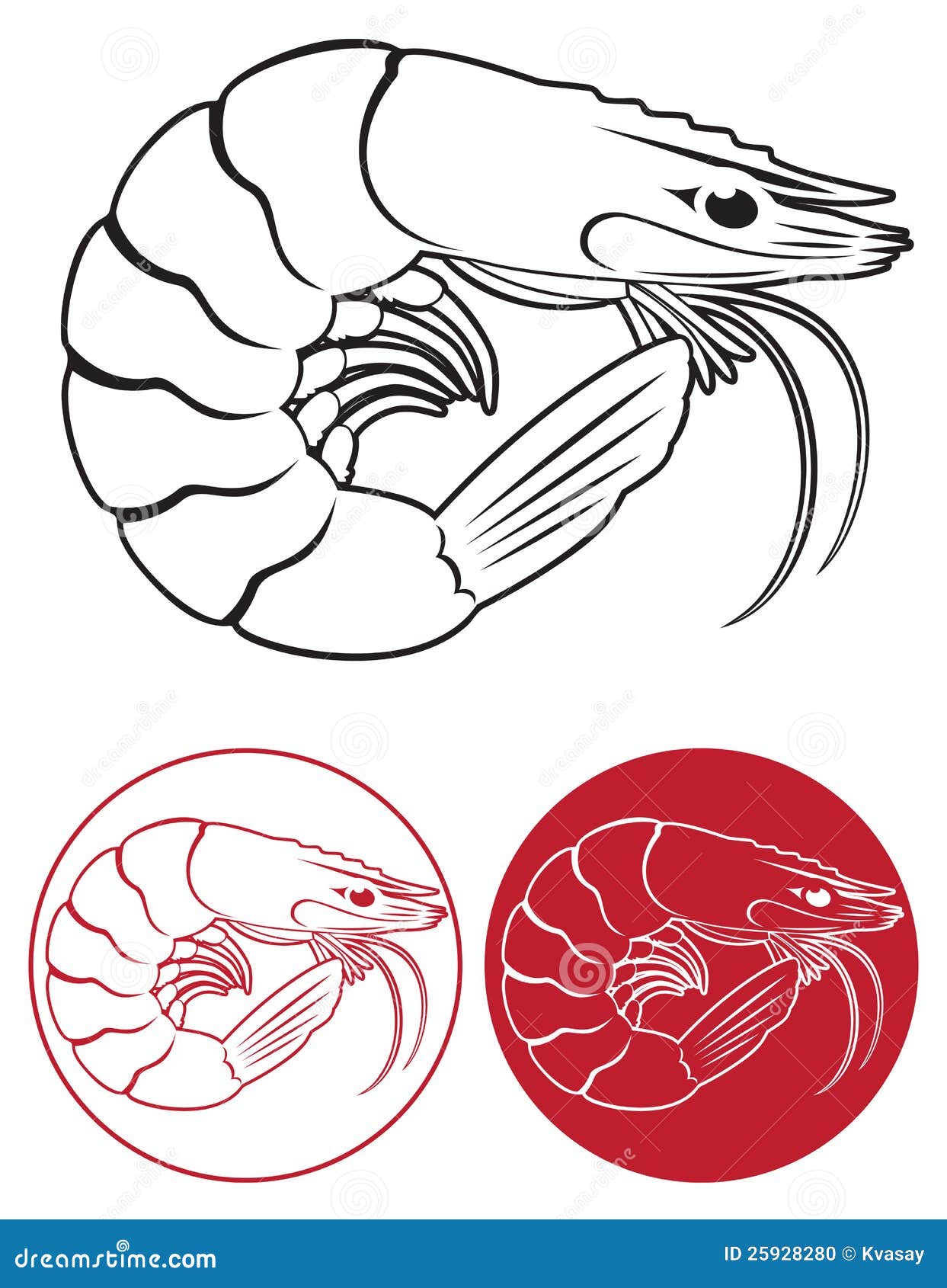 Shrimp stock vector. Illustration of animal, outline - 25928280