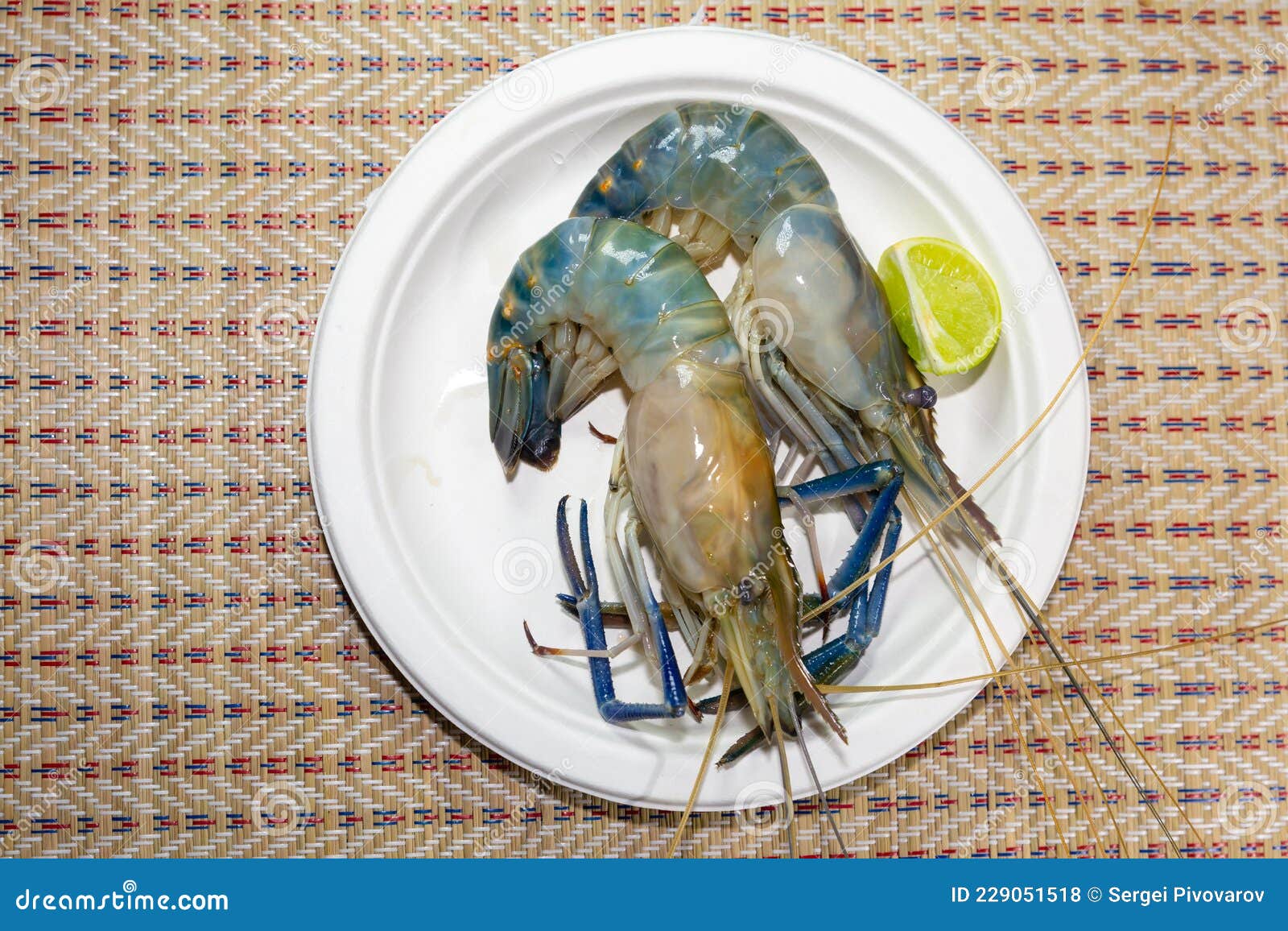 Shrimp with Big Blue Claws a Pair of Seafood Top View Stock Photo ...