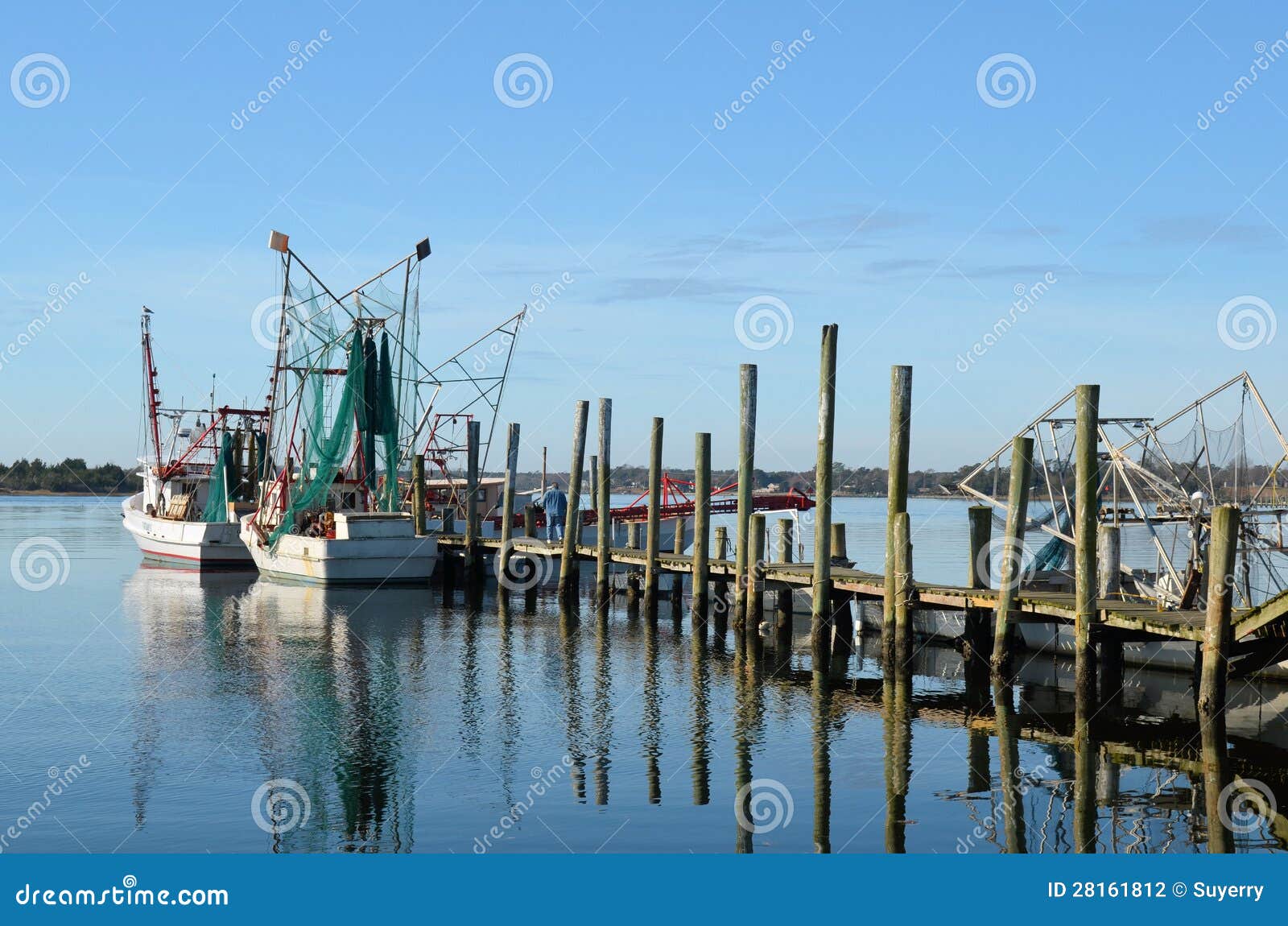 Shrimp Boats Trawler Docked Pier Waterway Editorial Photography - Image ...