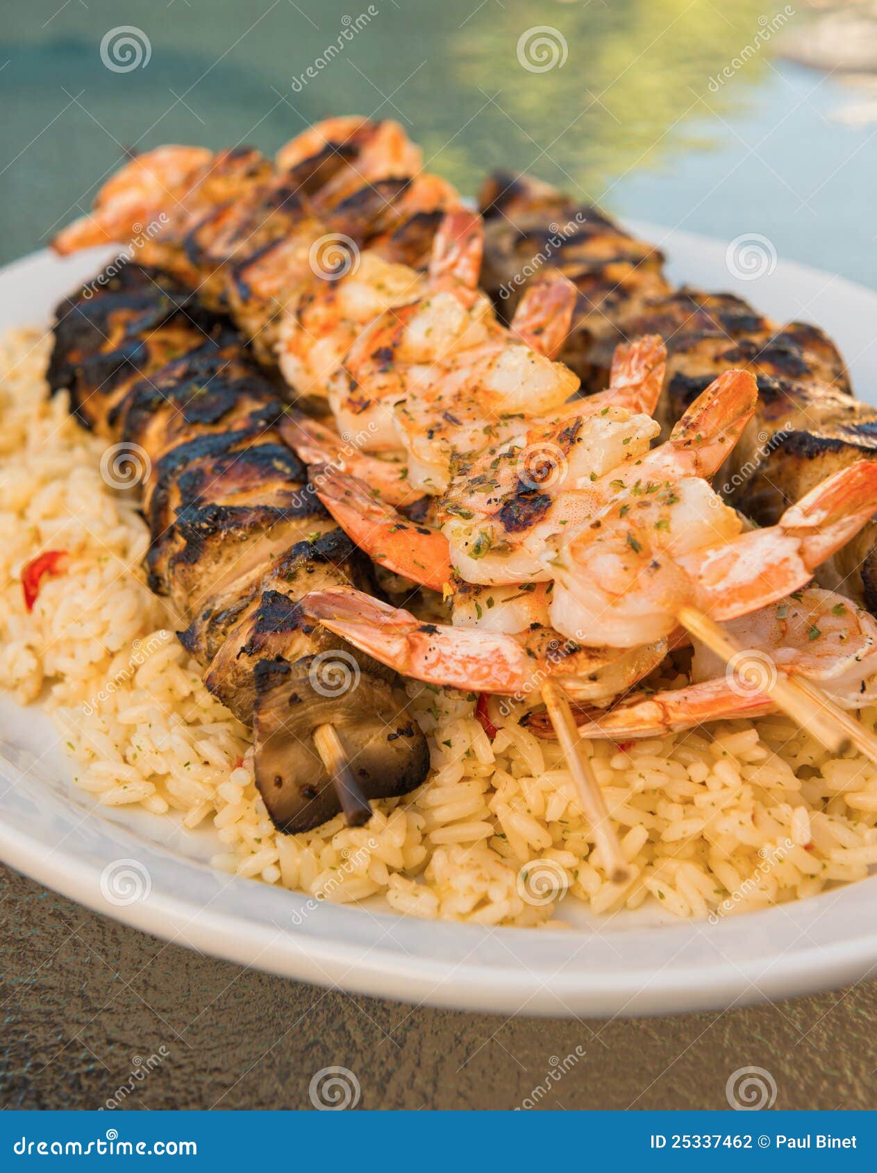 Shrimp and chicken meal stock photo. Image of plate, food - 25337462