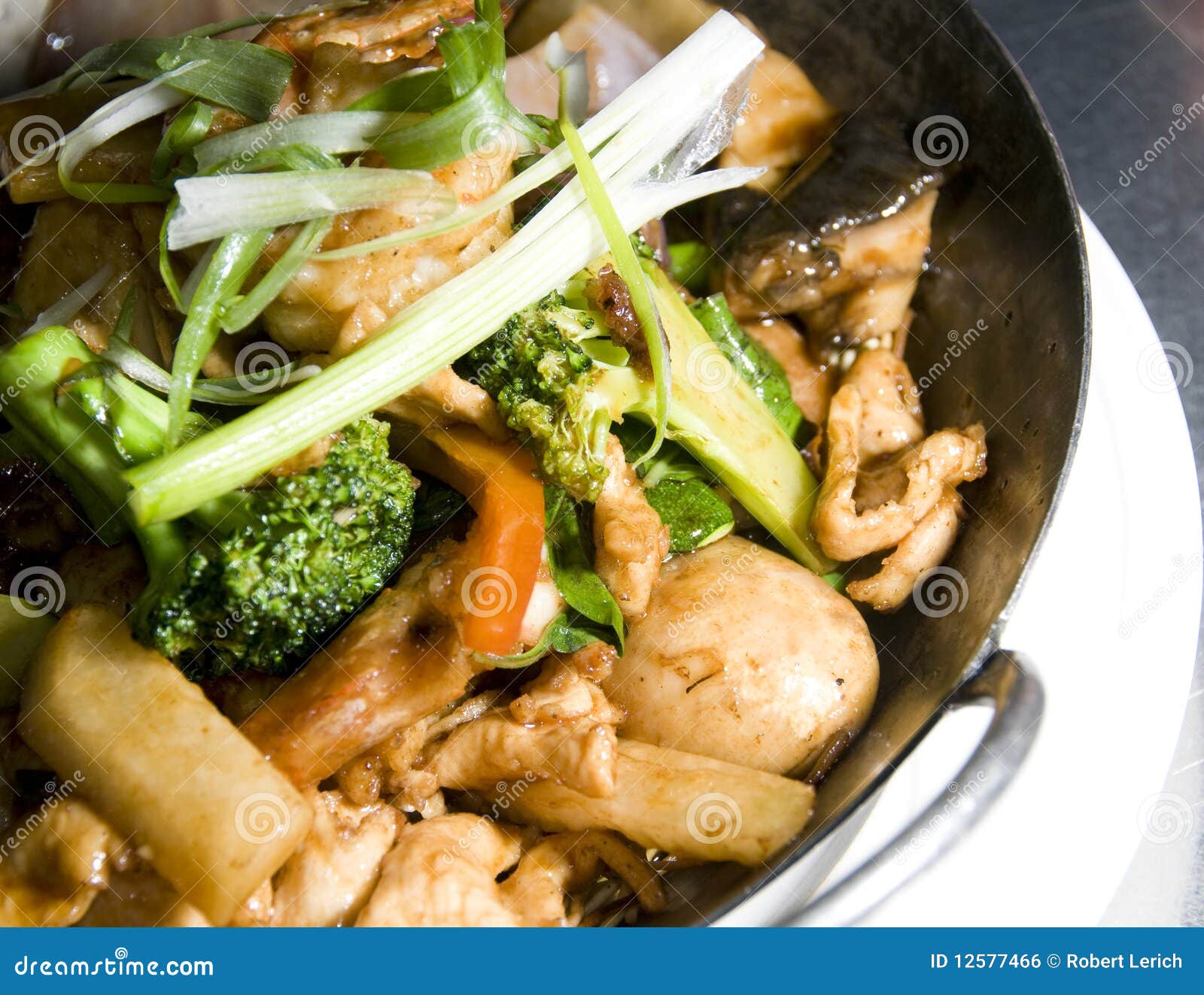 Shrimp Chicken Pan Asian Thai Food Stock Photo - Image of shrimp ...