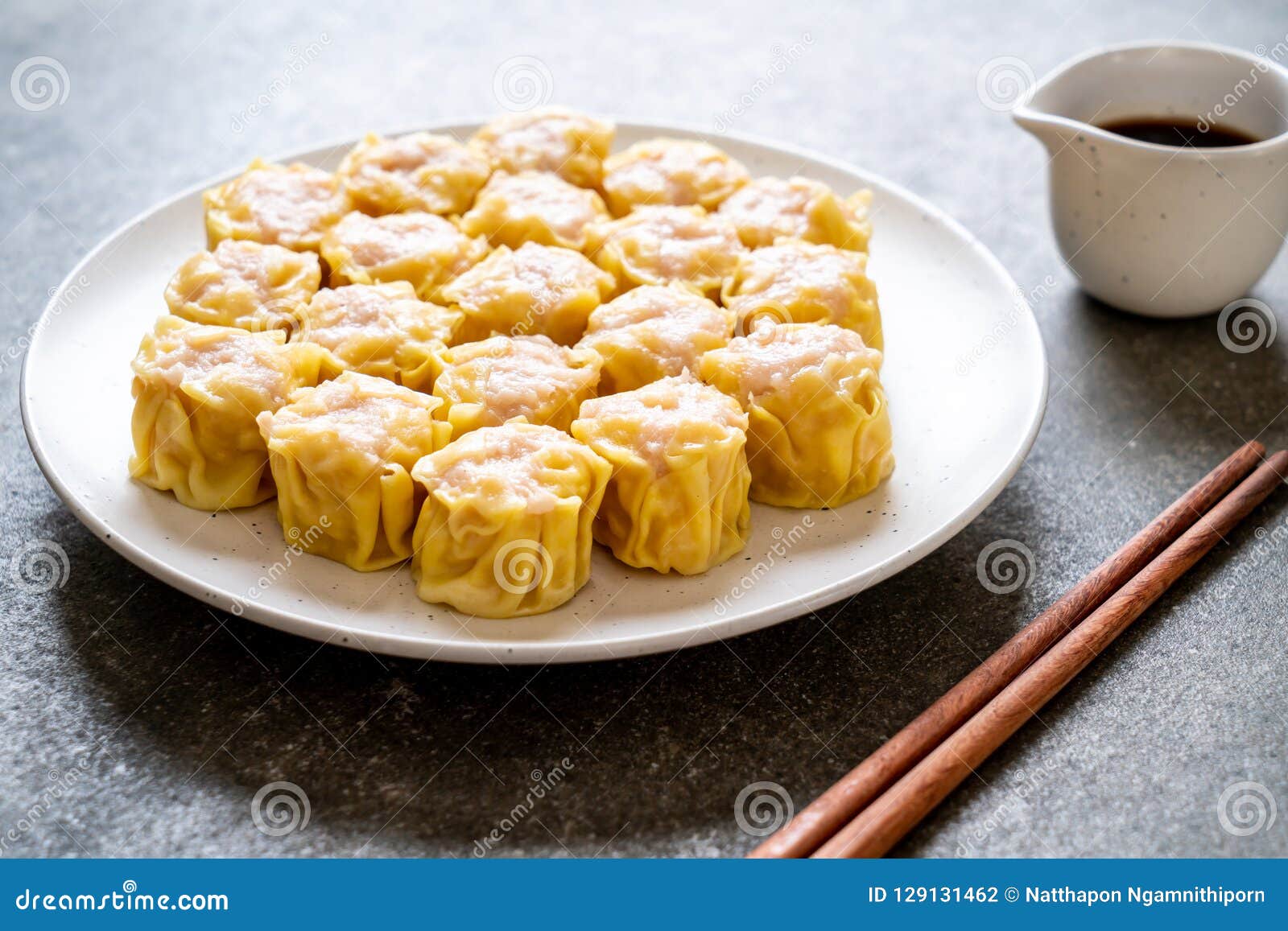 Shrimp Chinese Steamed Dumpling Dim Sum With Sauce Royalty-Free Stock ...