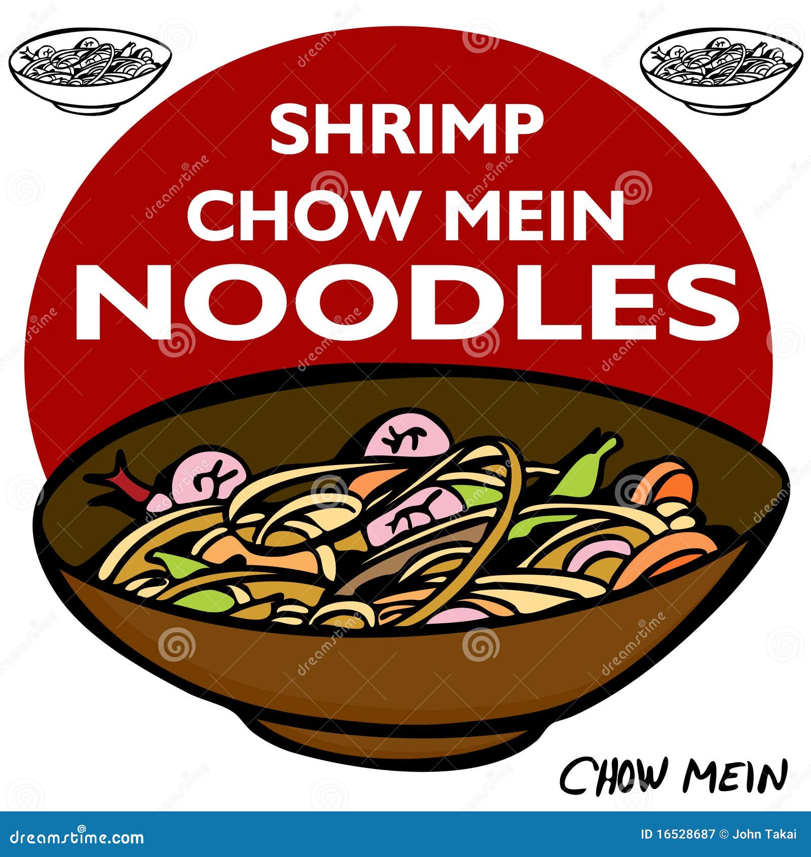 Chow Mein Icon. Chinese Egg Noddles Bowl Simple Vector Illustration ...
