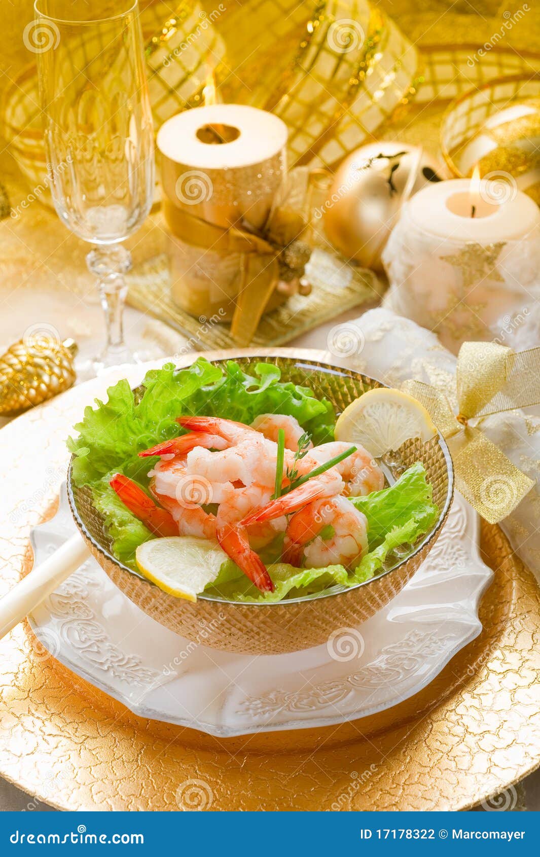 Shrimp cocktail stock photo. Image of fork, candle, ornament - 17178322