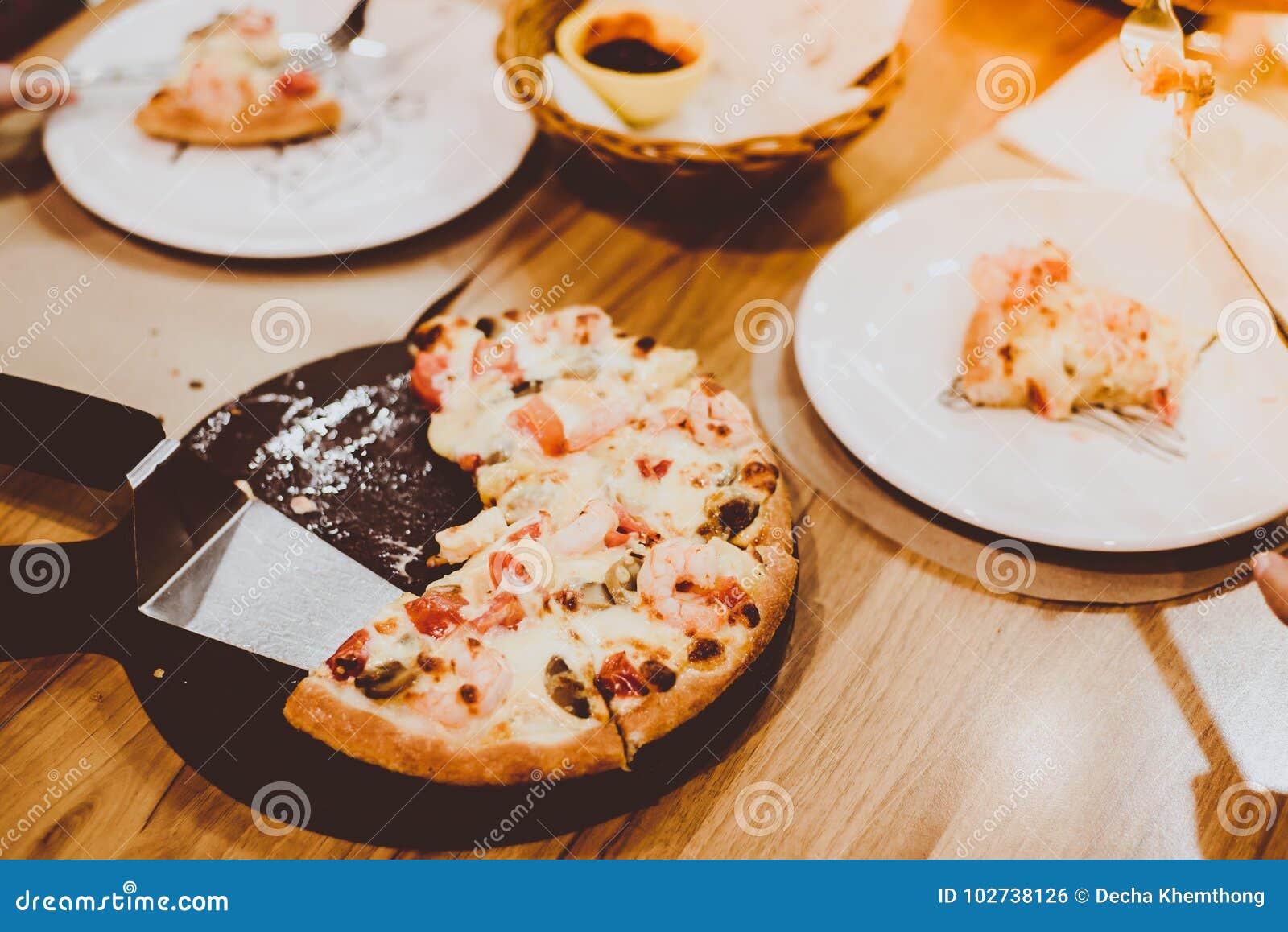 Shrimp Cocktail, Pizza Table. Stock Photo - Image of dinner, relax ...