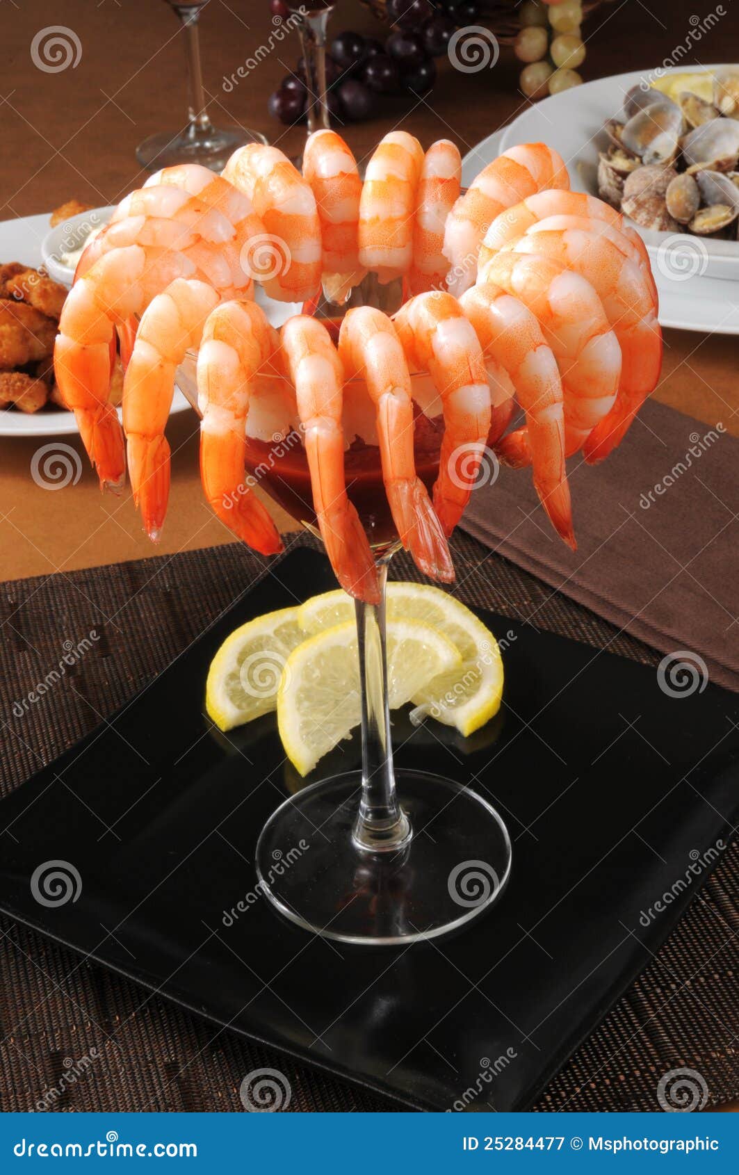 Shrimp Cocktail with Steeamed Clams Stock Image - Image of rings ...