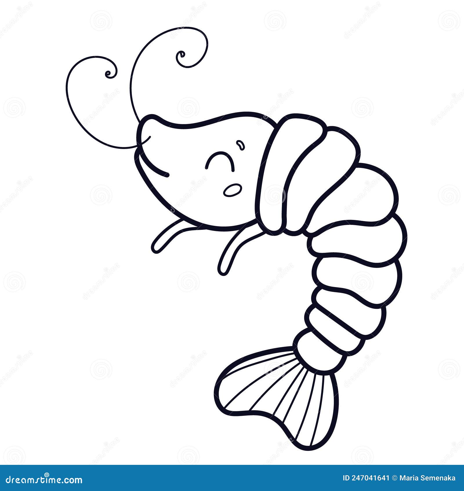 Shrimp Coloring Vector Linear Image For Coloring Isolated On White ...