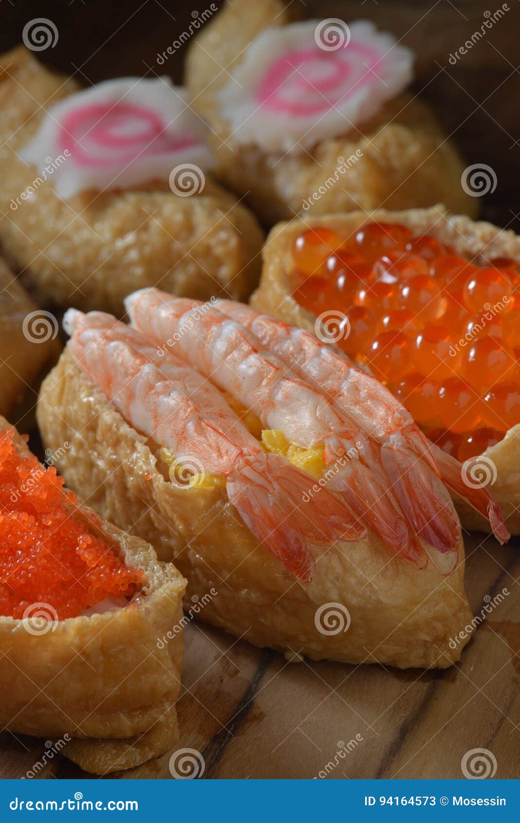 Shrimp Crab Roe sushi stock image. Image of fish, rice - 94164573