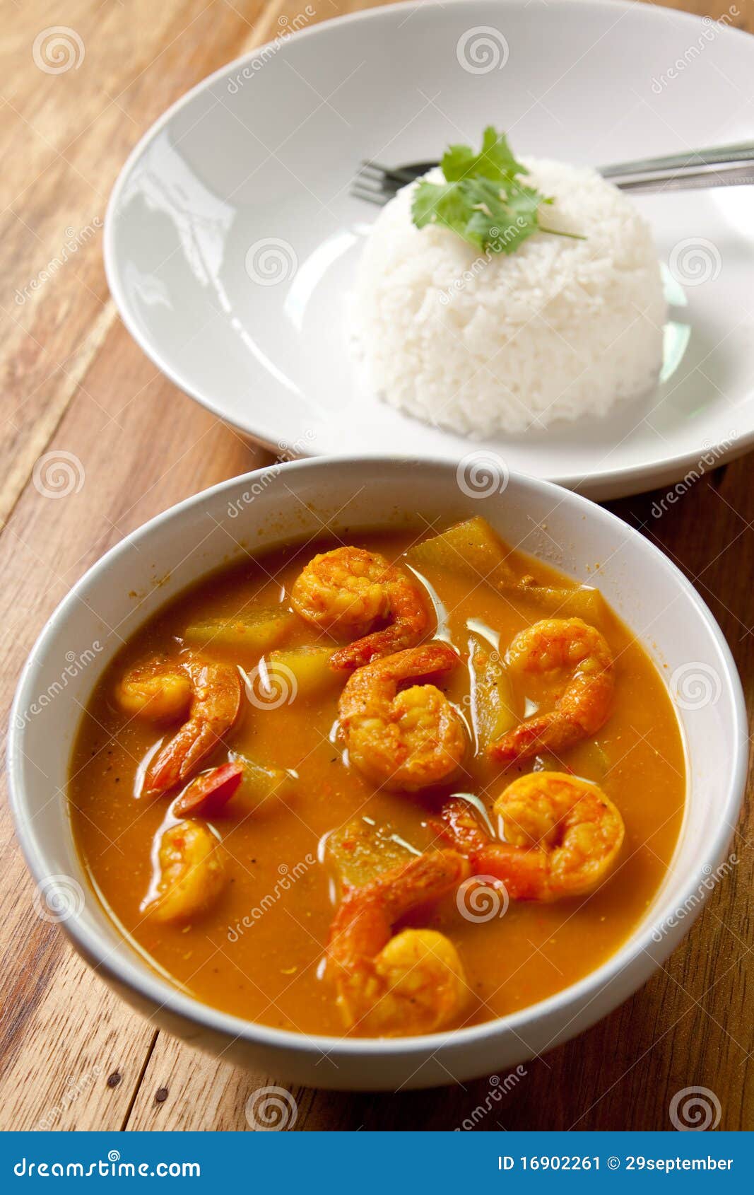 Shrimp curry with rice. stock image. Image of peppers - 16902261