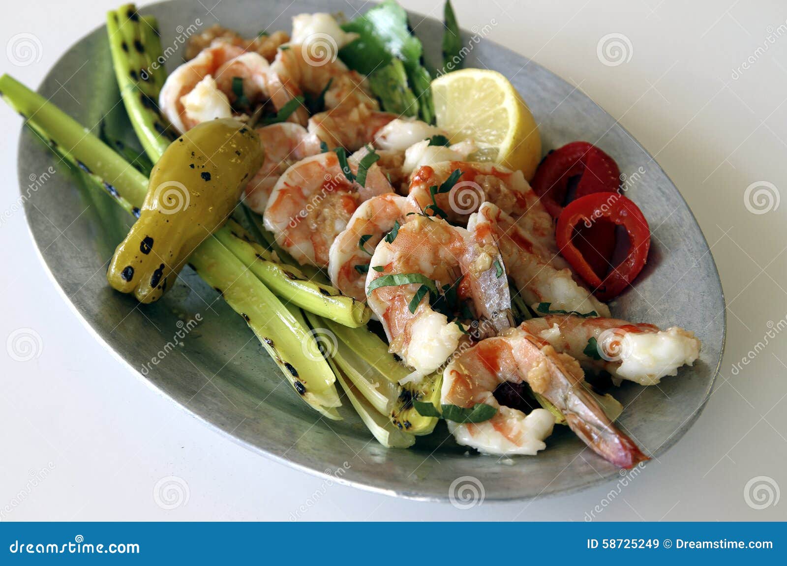 Shrimp display on a dish. stock image. Image of balloons - 58725249