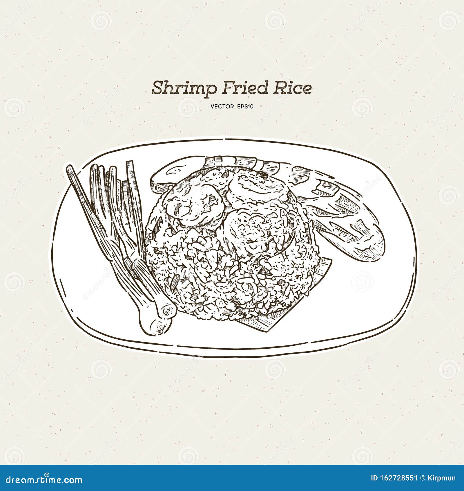 Shrimp Fired Rice, Hand Draw Sketch Vector Stock Vector - Illustration ...