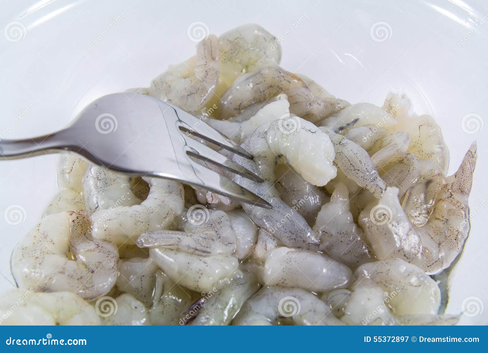 Shrimp with fork stock image. Image of food, fork, fresh - 55372897