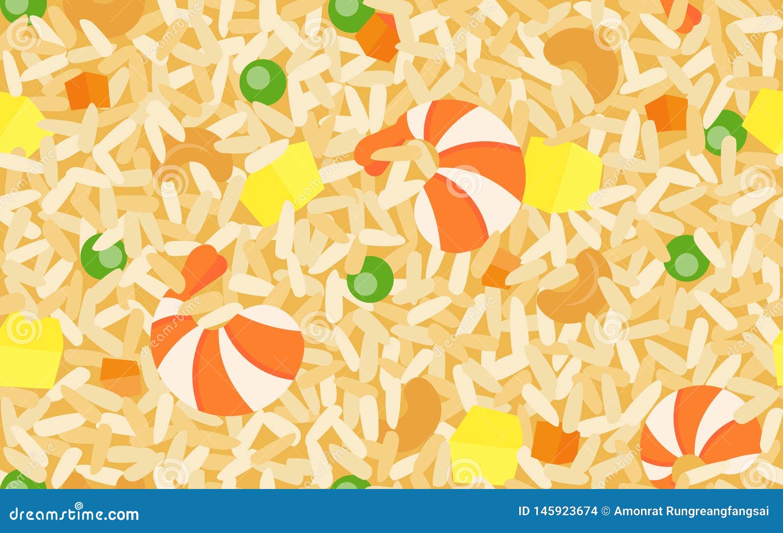 Shrimp Fried Rice Seamless Pattern Stock Vector - Illustration of ...