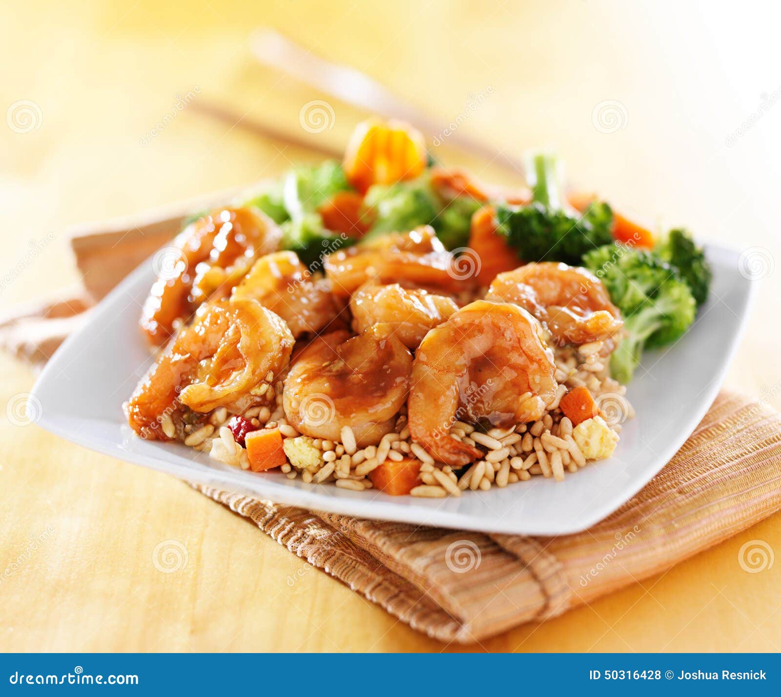 Shrimp and Fried Rice Teriyaki Dish Stock Photo - Image of fried ...
