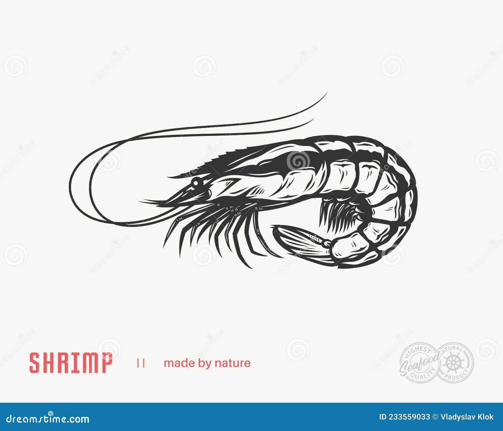 Vector Shrimp Seafood. Prawn Illustration Isolated On White Background ...