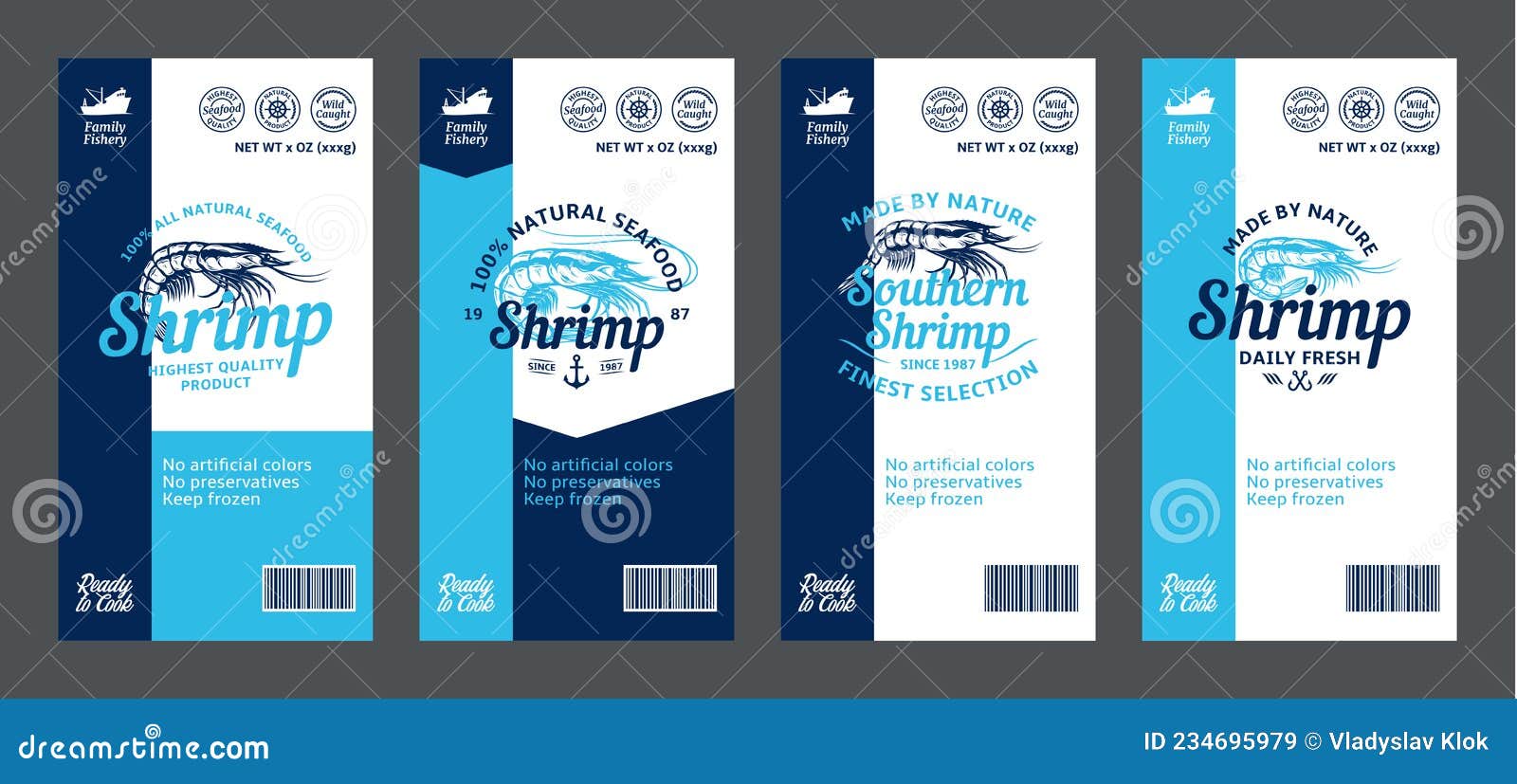 Shrimp Labels and Shrimp Illustrations Stock Vector - Illustration of ...