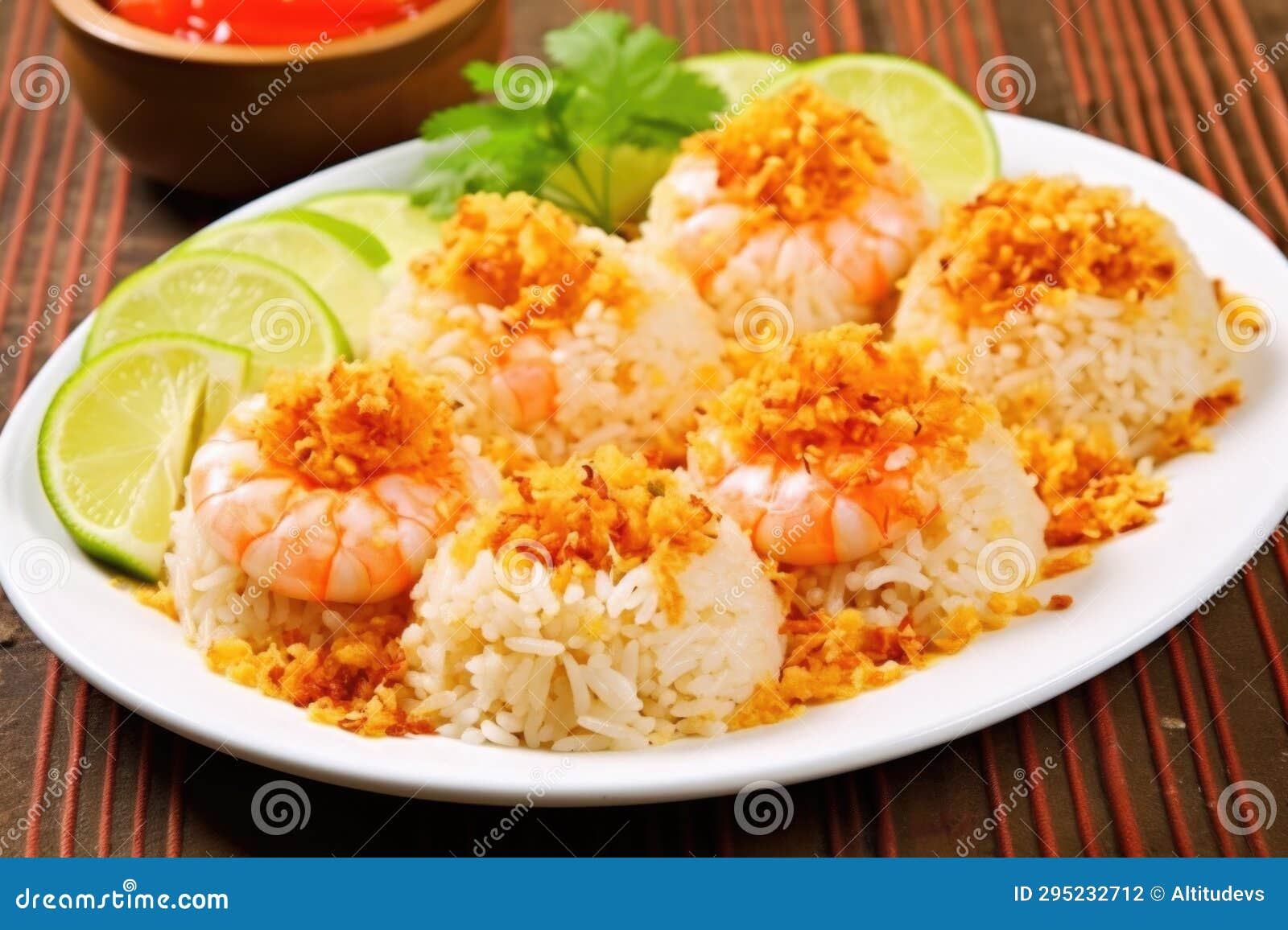 Shrimp Mixed with Rice Coated in Chili Lime Sauce Stock Photo - Image ...