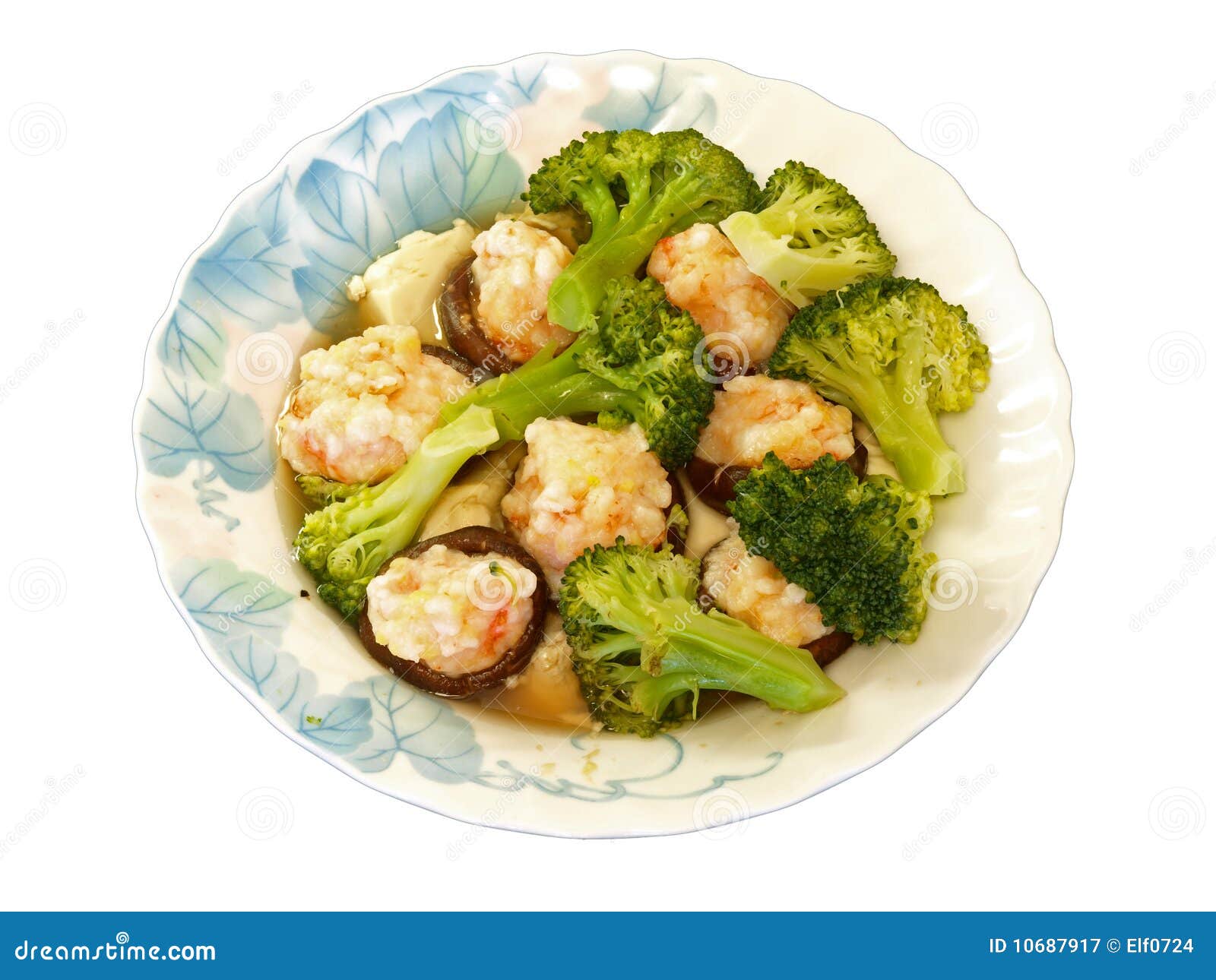 Shrimp & Mushroom & Broccoli Steam Stock Image - Image of tasty ...