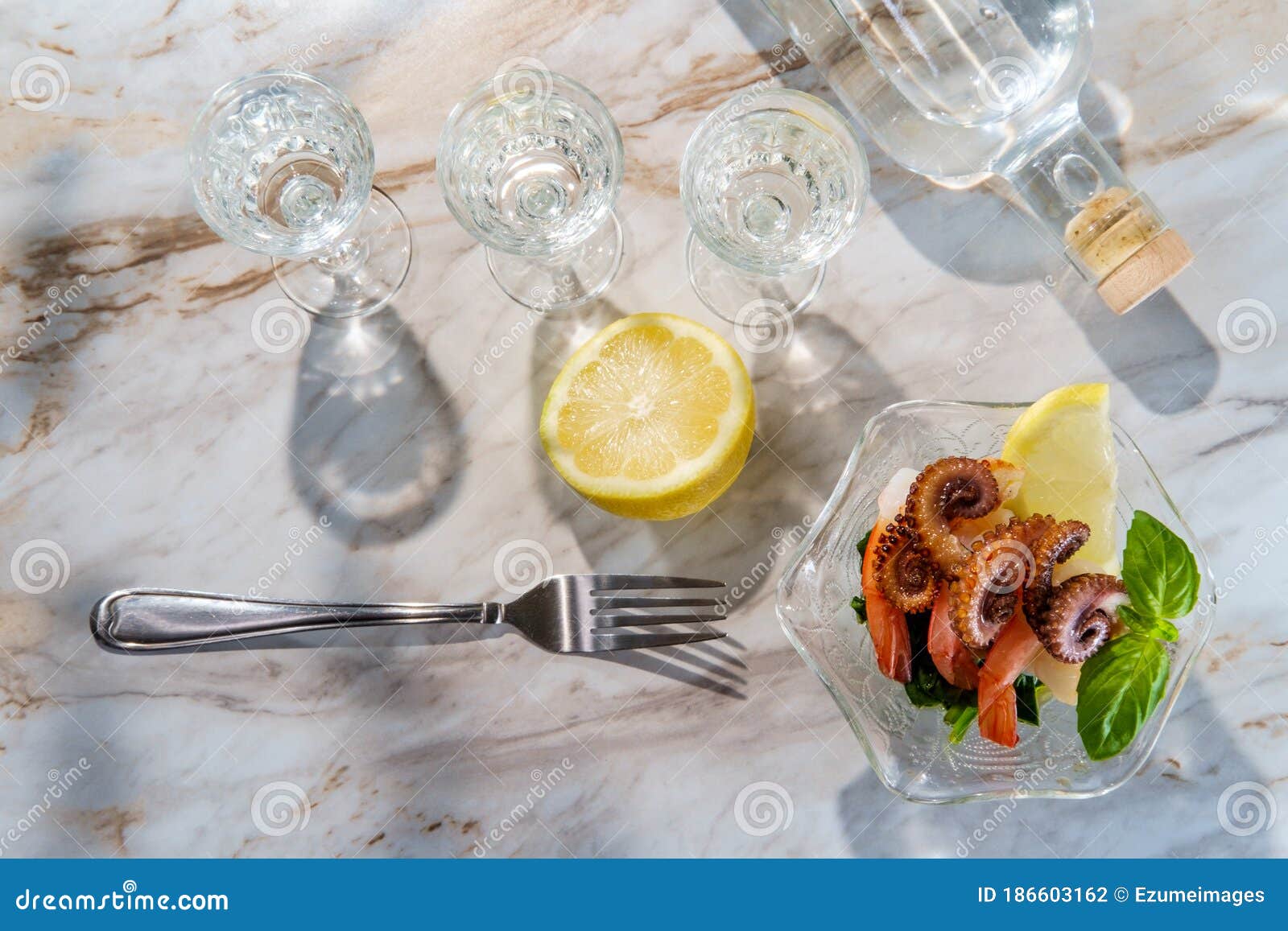 Shrimp Octopus Cocktail Brunch Stock Photo - Image of oeuvre, alcohol ...