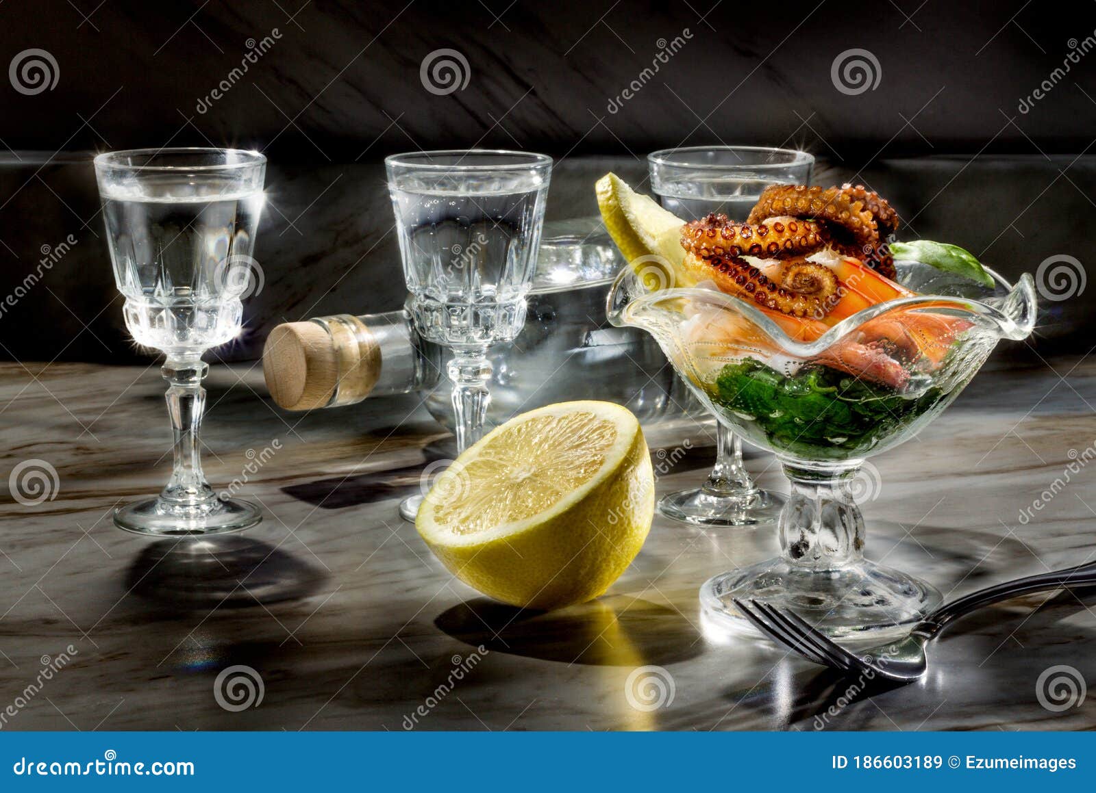 Shrimp Octopus Cocktail Brunch Stock Image - Image of hors, celebration ...