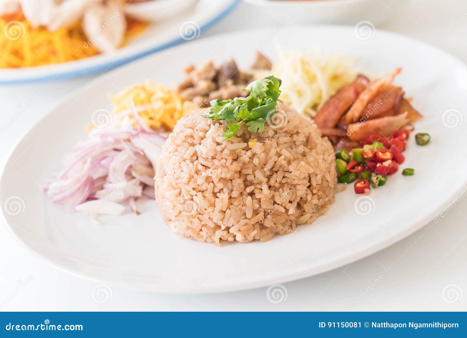 Shrimp-paste fried rice stock image. Image of mango, ingredient - 91150081