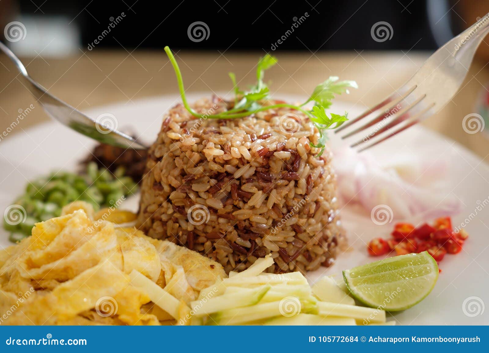 Shrimp Paste Fried Rice stock photo. Image of fried - 105772684