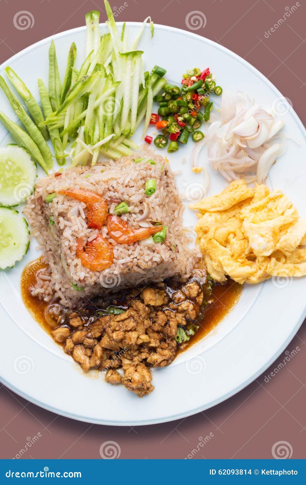 Shrimp paste fried rice stock photo. Image of dinner - 62093814