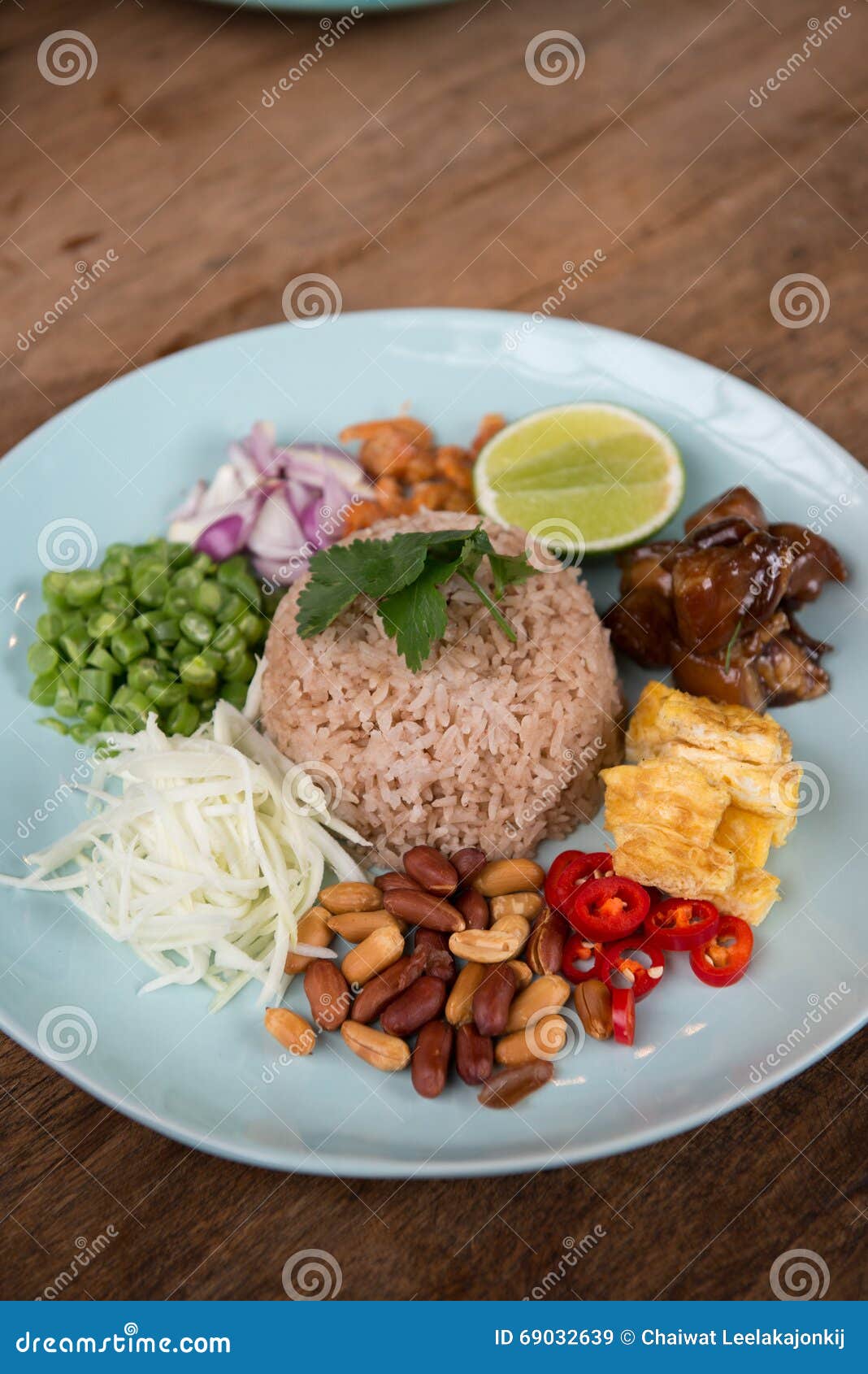 Shrimp paste fried rice. stock image. Image of pork, dining - 69032639