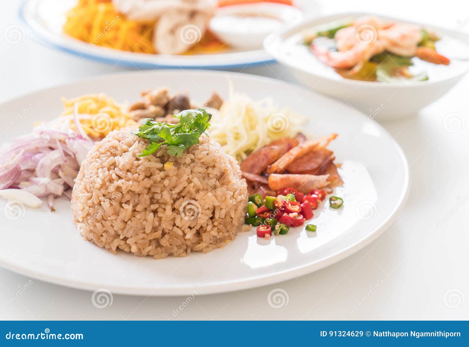 Shrimp-paste fried rice stock image. Image of culture - 91324629