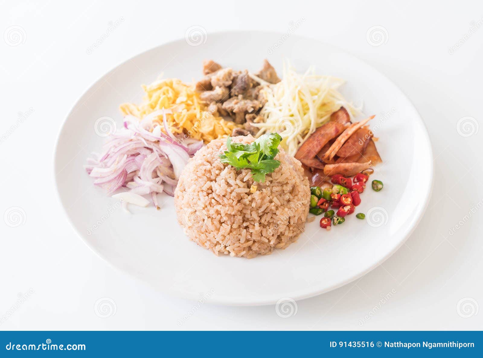 Shrimp-paste fried rice stock photo. Image of dining - 91435516