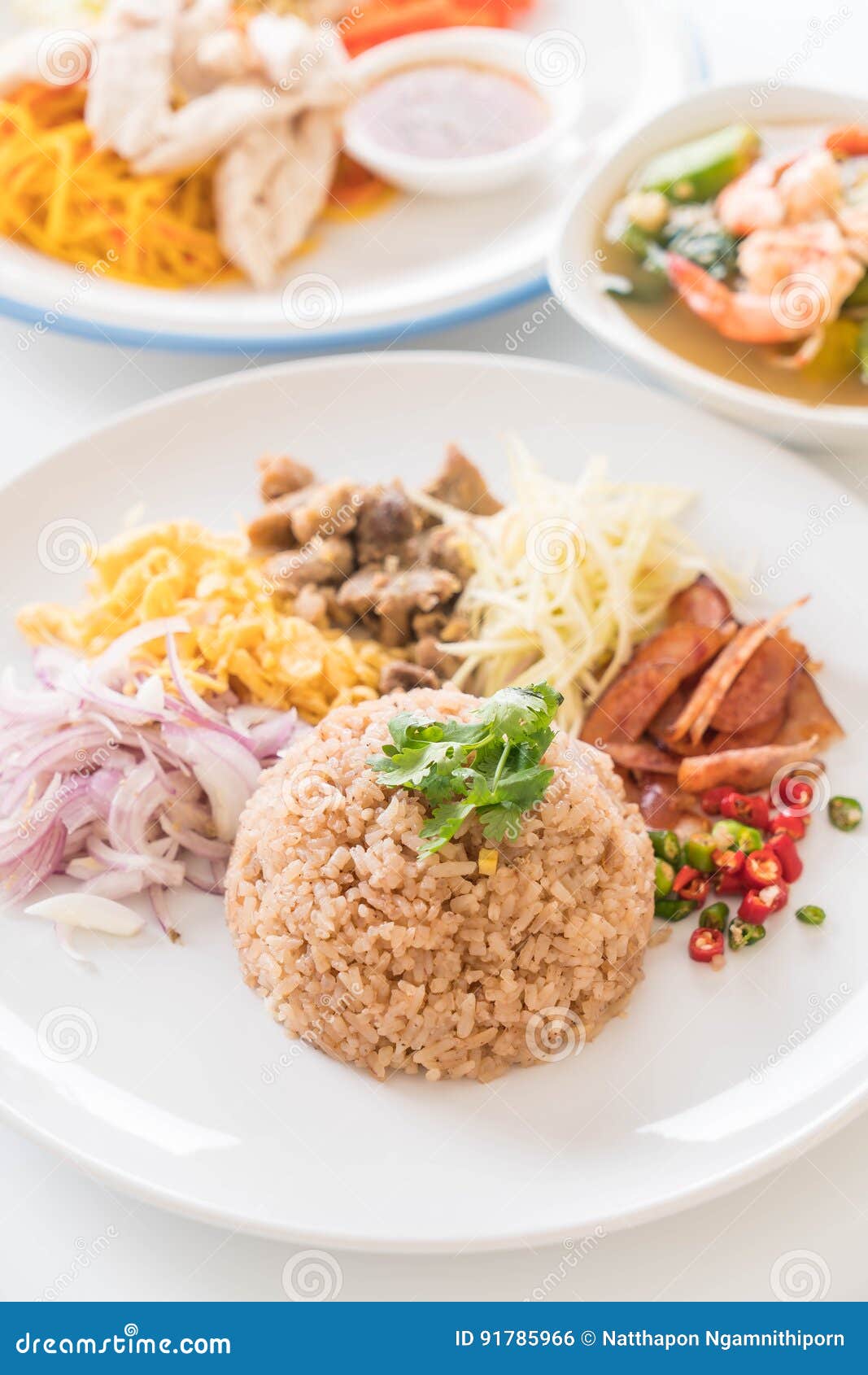 Shrimp-paste fried rice stock photo. Image of thai, lunch - 91785966