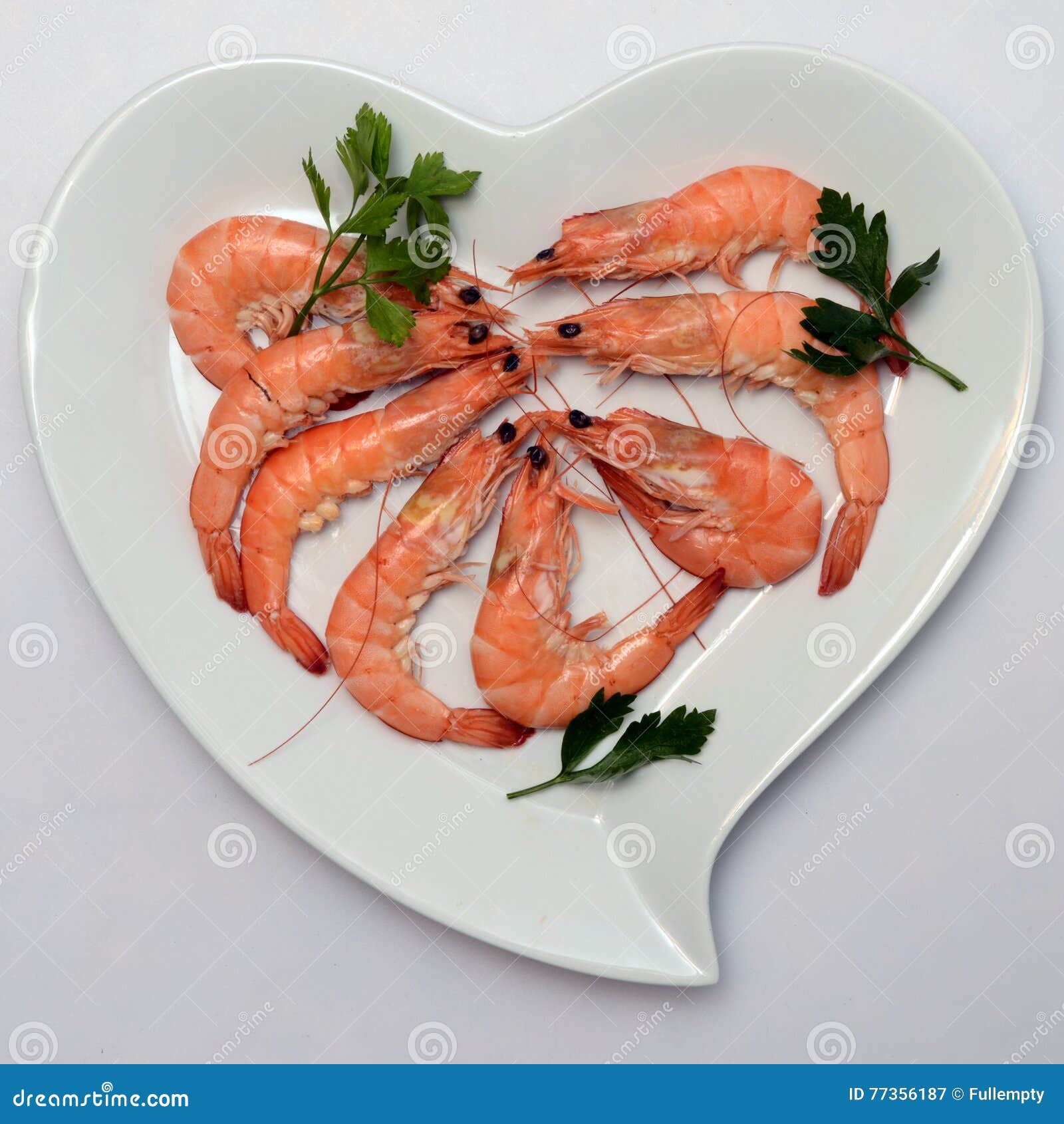 Shrimp or Pink Prawn in Heart Shaped Plate Stock Image - Image of food ...