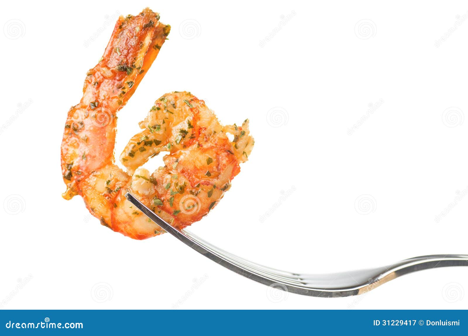 Shrimp pinned on a fork stock image. Image of fresh, elegant - 31229417