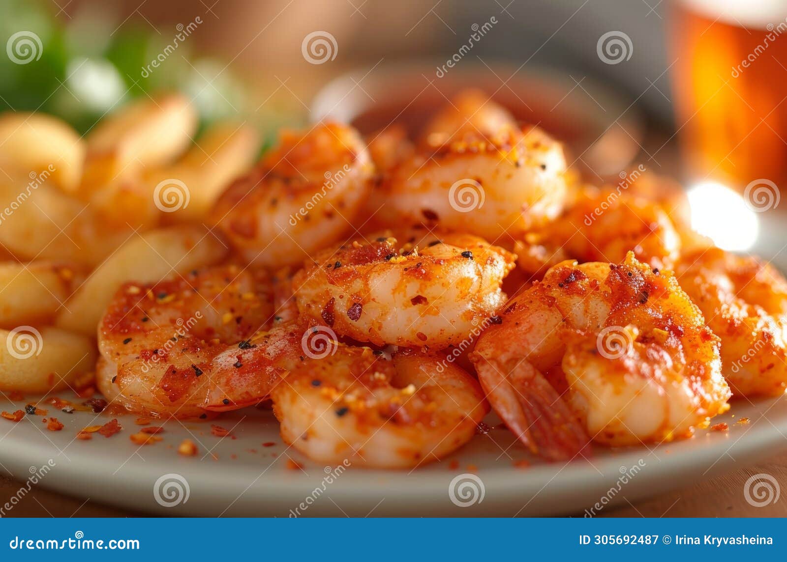 Shrimp on a Plate Fast Food Stock Image - Image of seafood, dish: 305692487