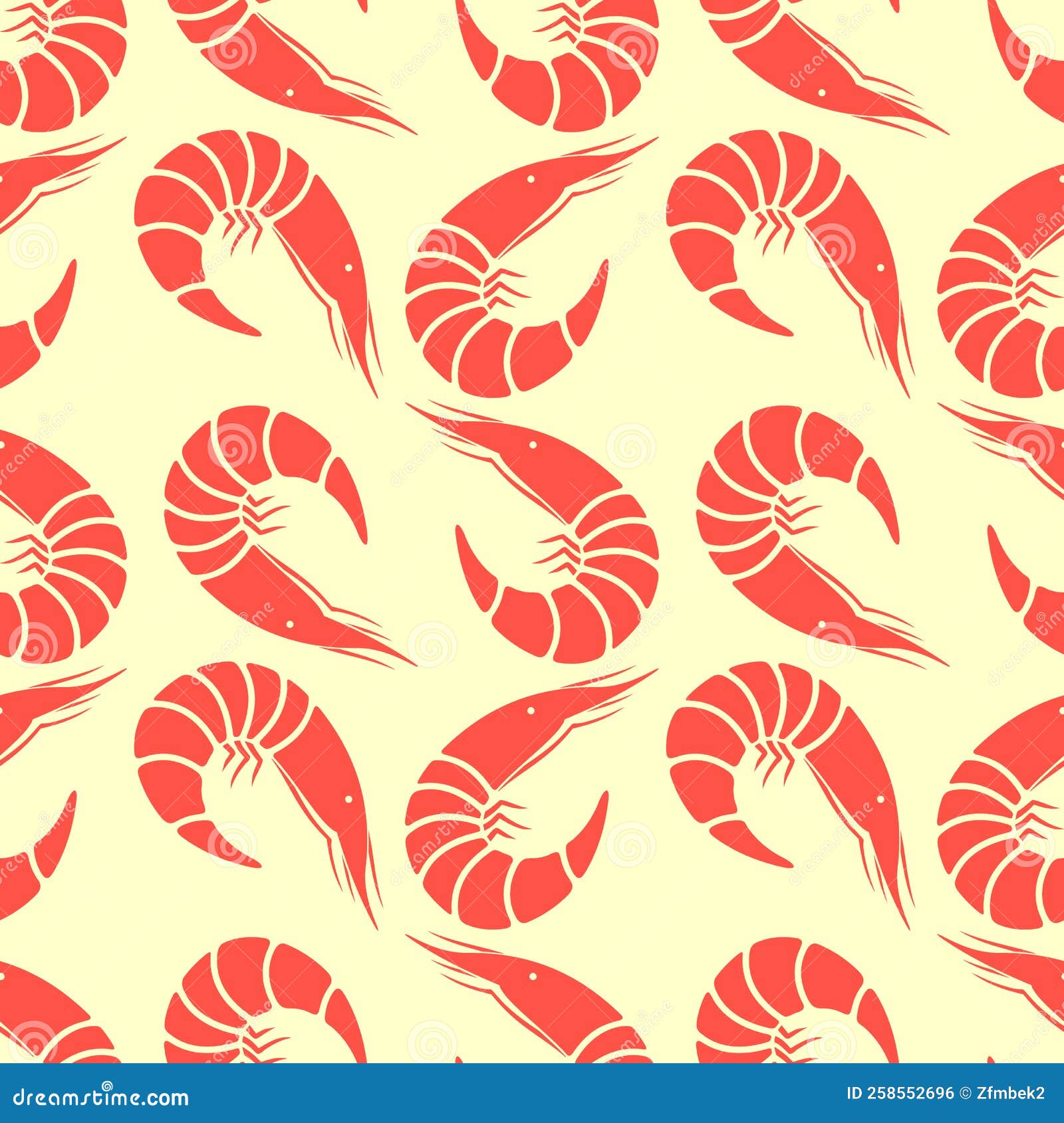 Shrimp or Prawn Repeat Seamless Pattern. Vector Stock Vector ...
