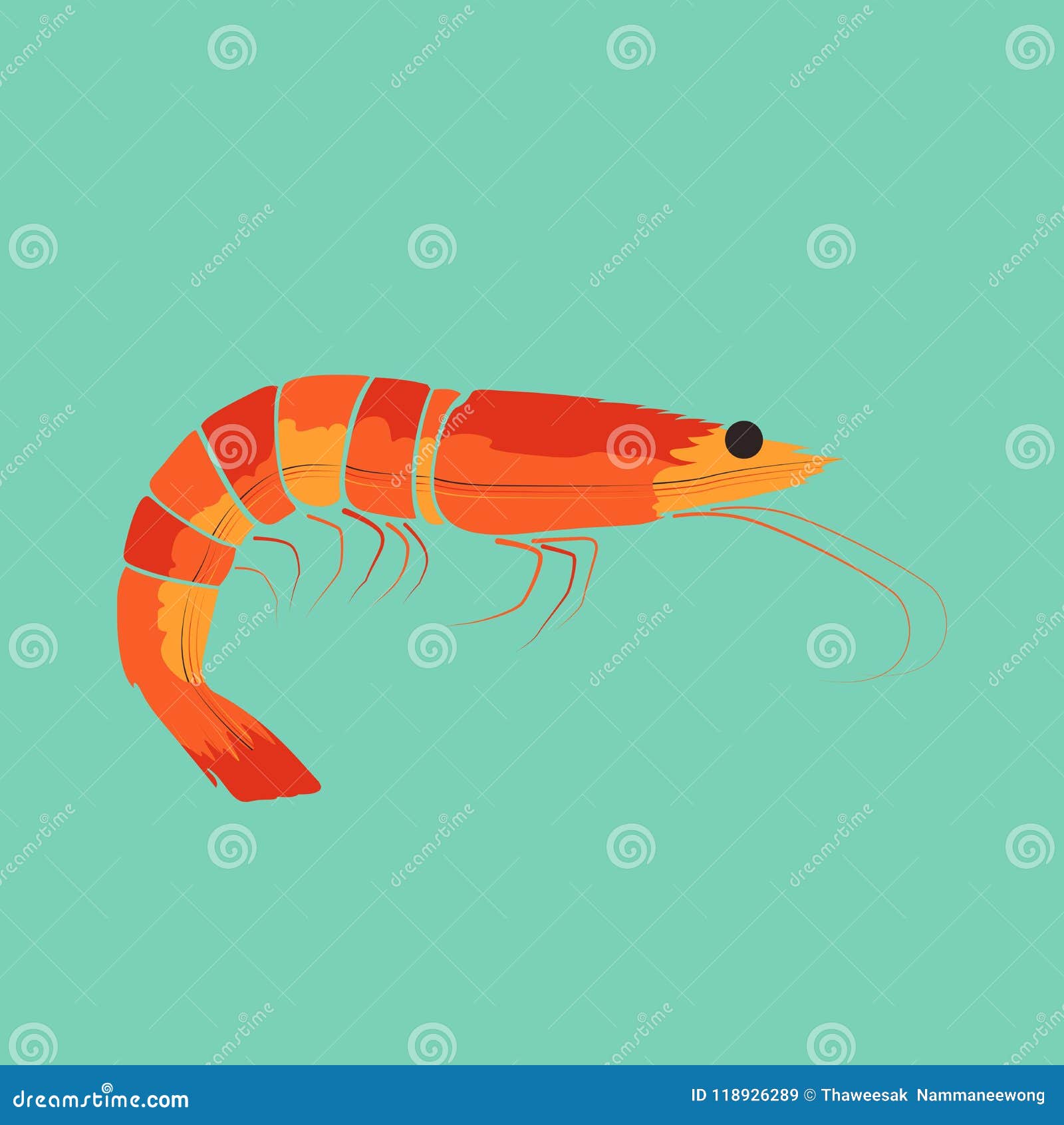A Red Prawn Vector, Simple And Flat Design, Minimalist Style ...