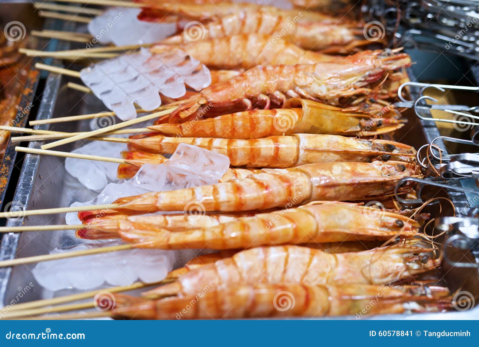 Shrimp Prawn on Wood Sticks Stock Image - Image of ocean, buffet: 60578841