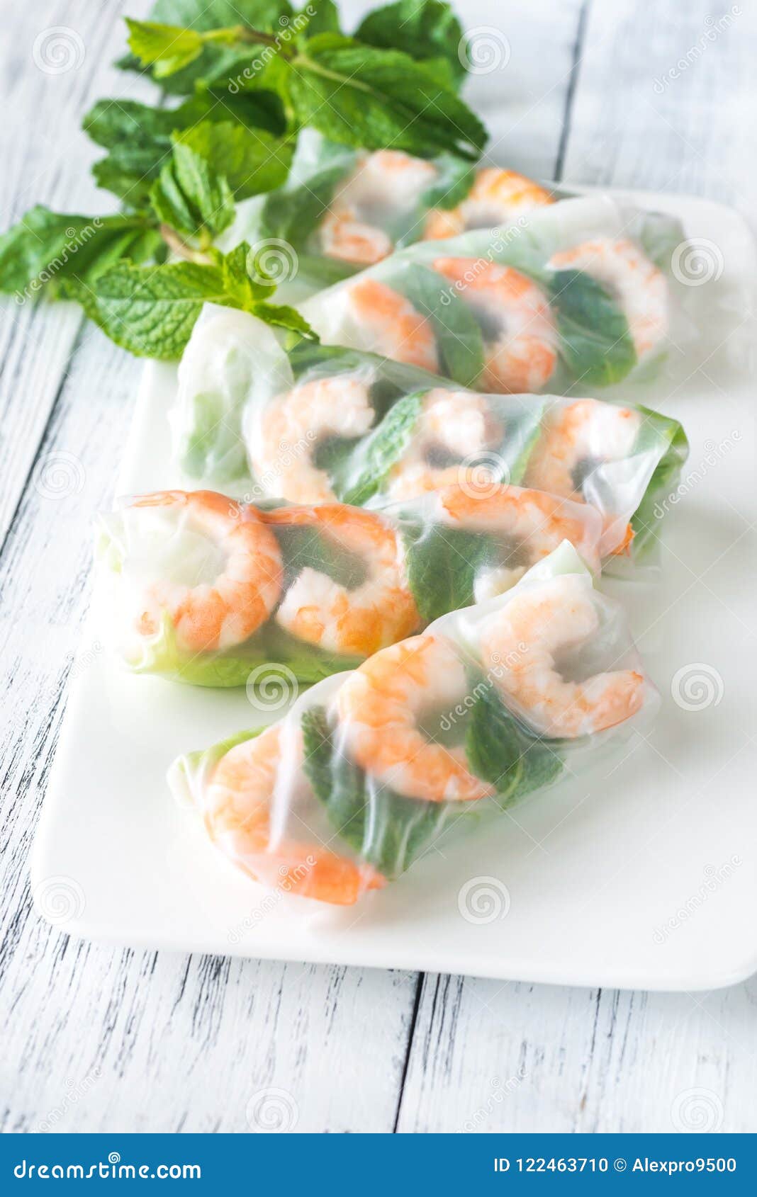 Shrimp rice paper rolls stock photo. Image of green - 122463710