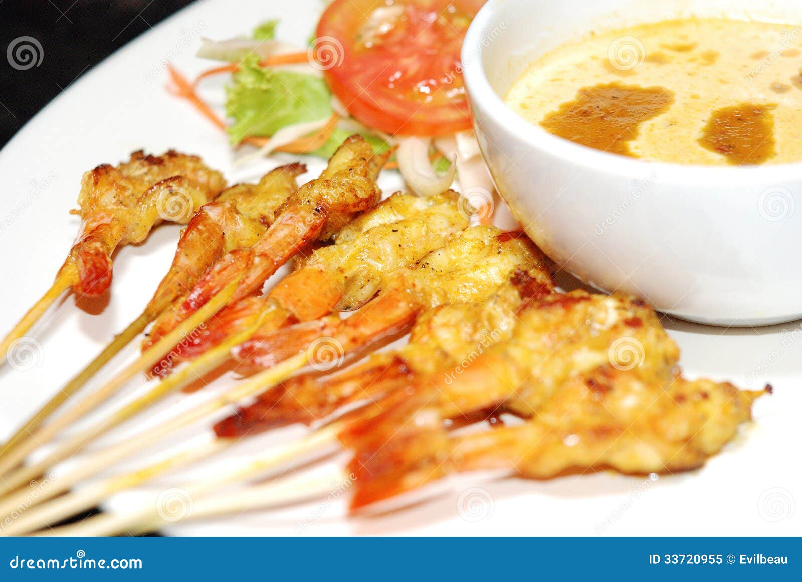 Shrimp satay stock image. Image of skewers, peanut, dinner - 33720955