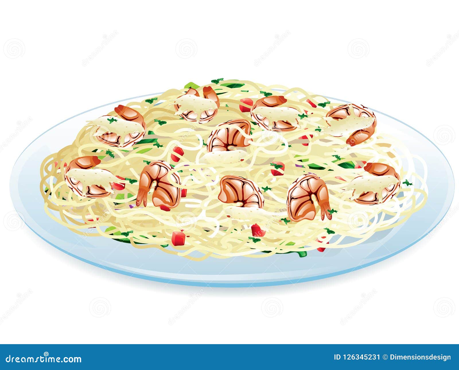 Shrimp Scampi stock vector. Illustration of clipart - 126345231