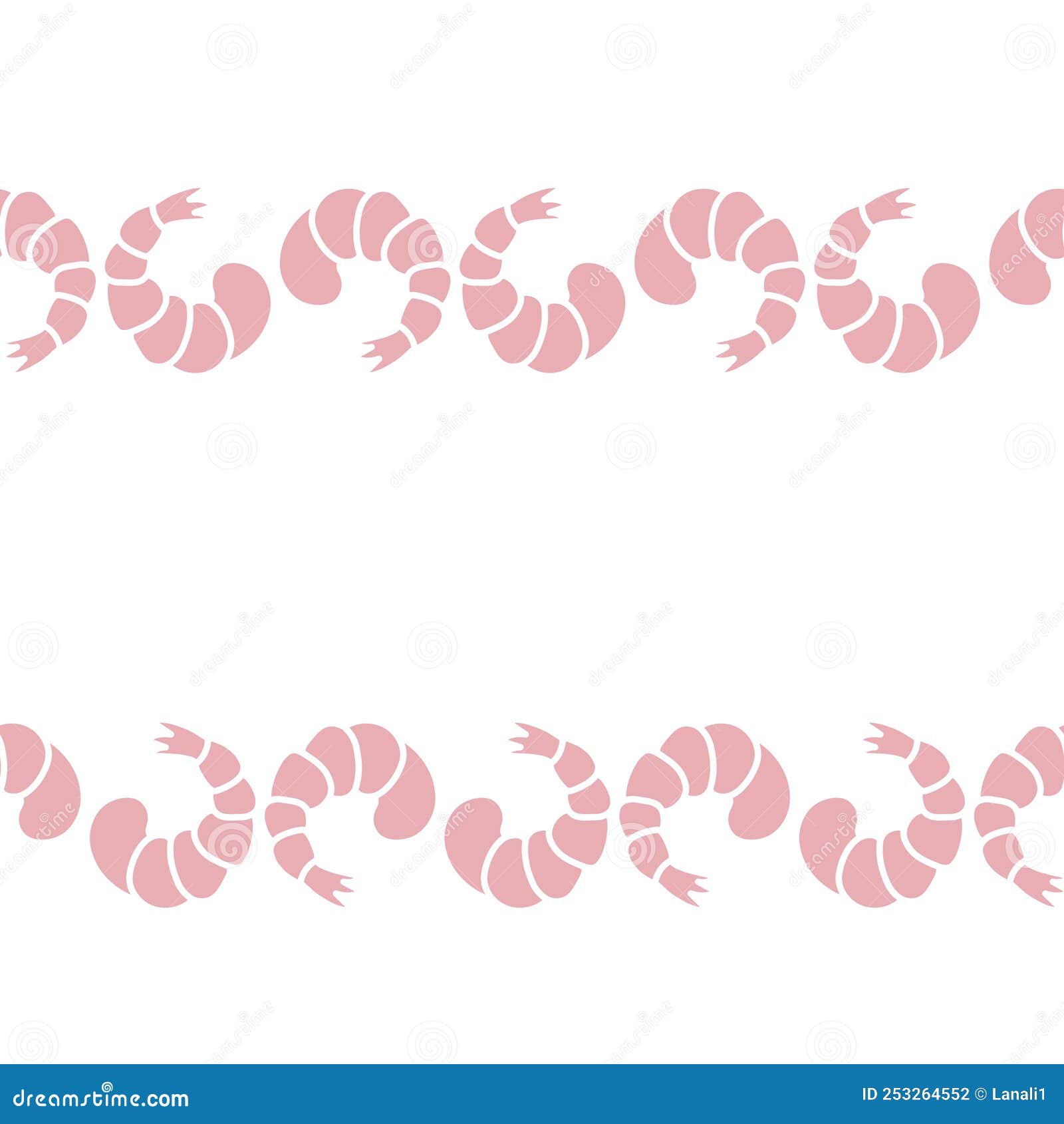 Shrimp. Seamless Horizontal Border. Repeating Vector Pattern. Pink ...