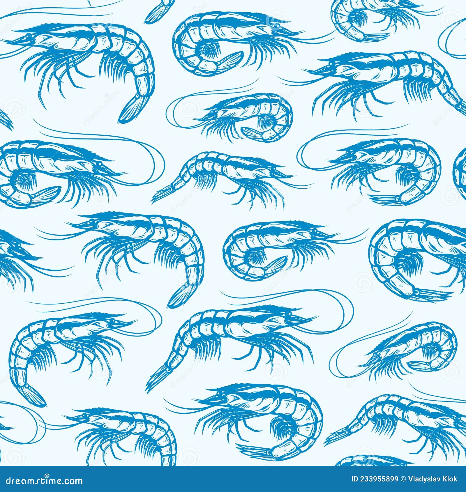 Shrimp Seamless Pattern, Seafood Background Stock Vector - Illustration ...