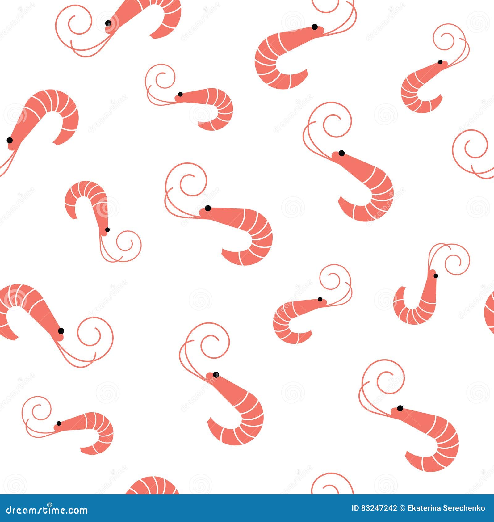 Shrimp seamless pattern stock vector. Illustration of life - 83247242